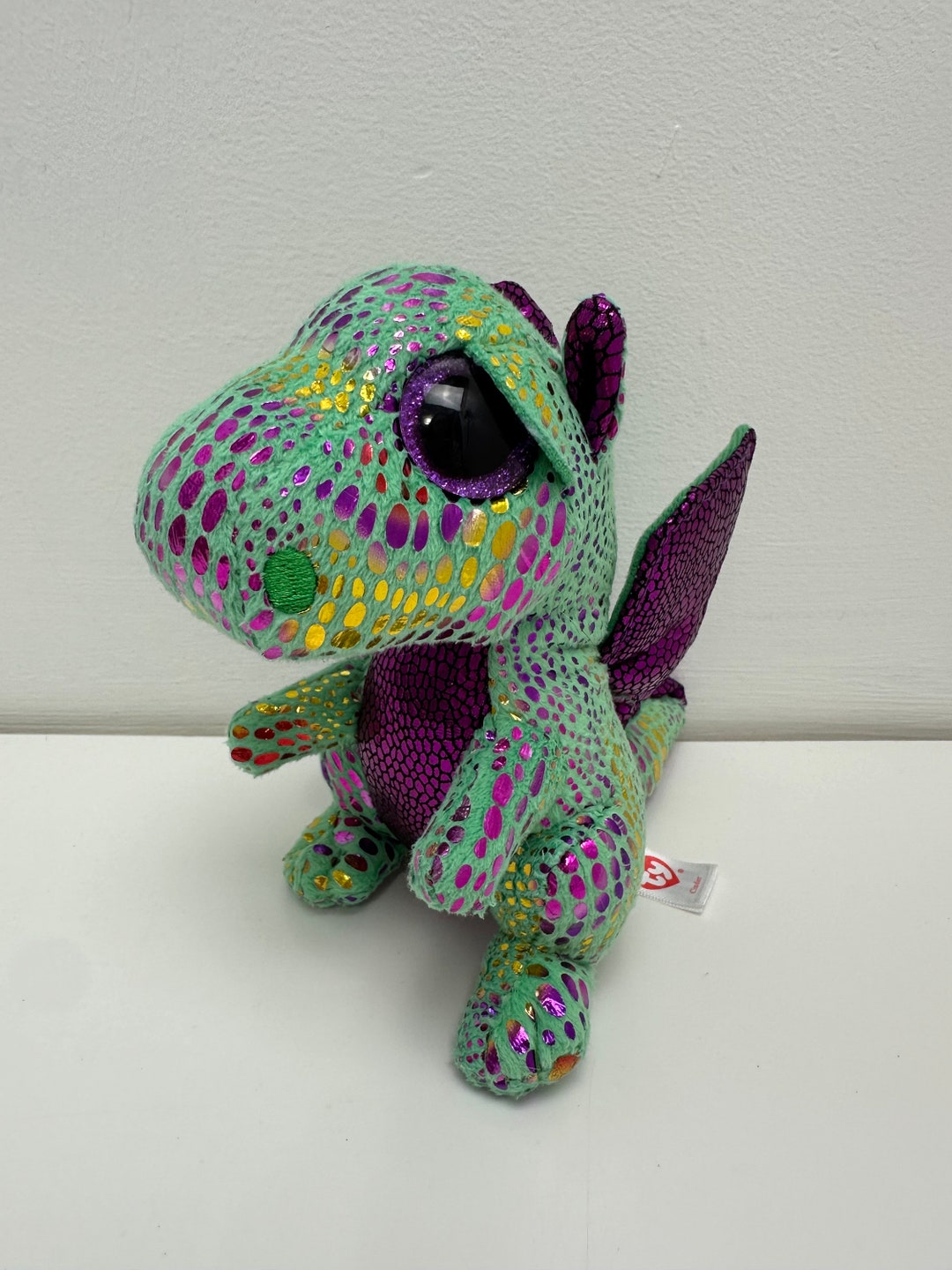 Ty Beanie Boo “cinder” the Green and Purple Dragon - No Hang Tag (6 ...