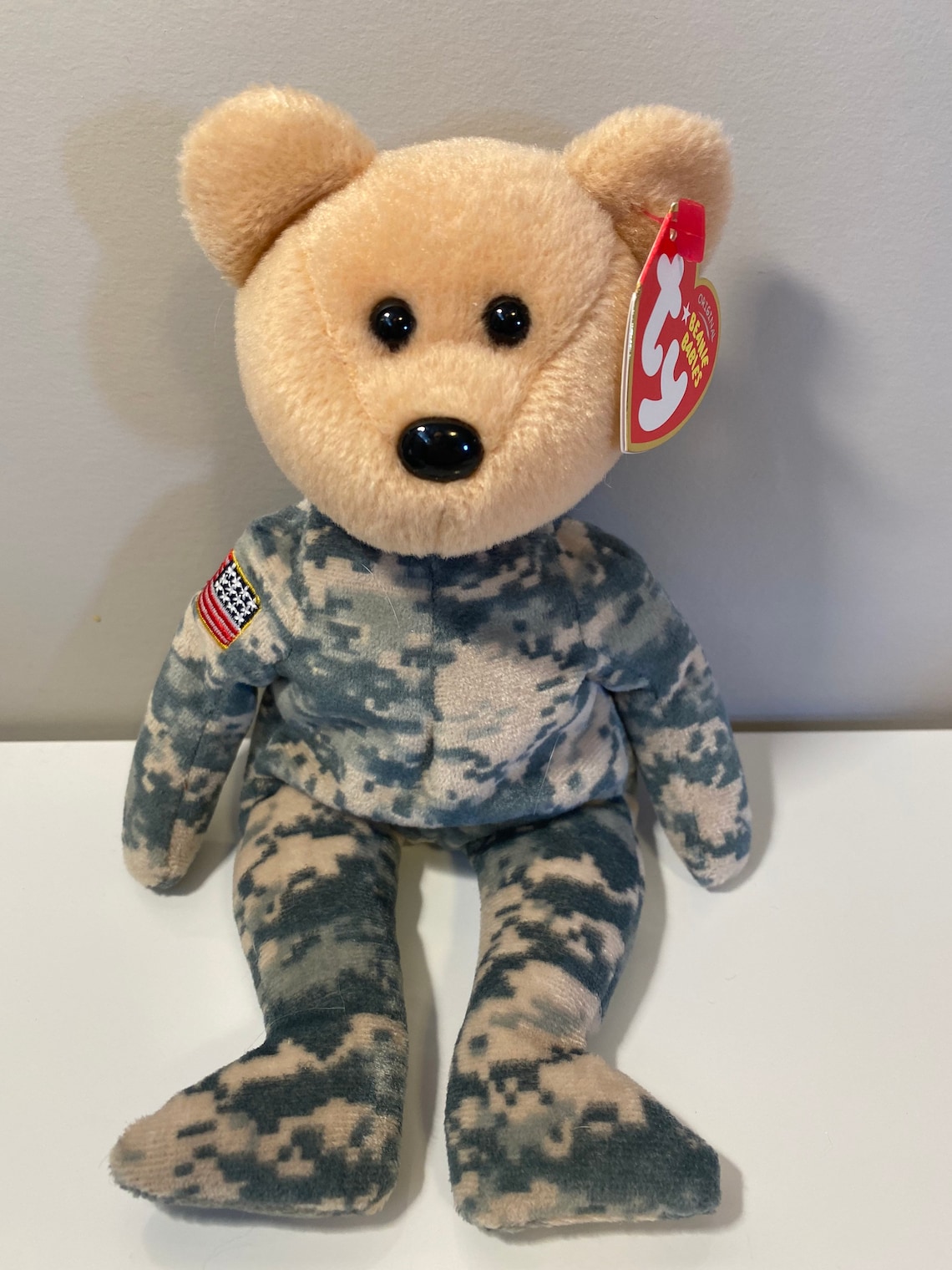 TY Beanie Baby salute the Army Bear flag on Arm Version | Etsy