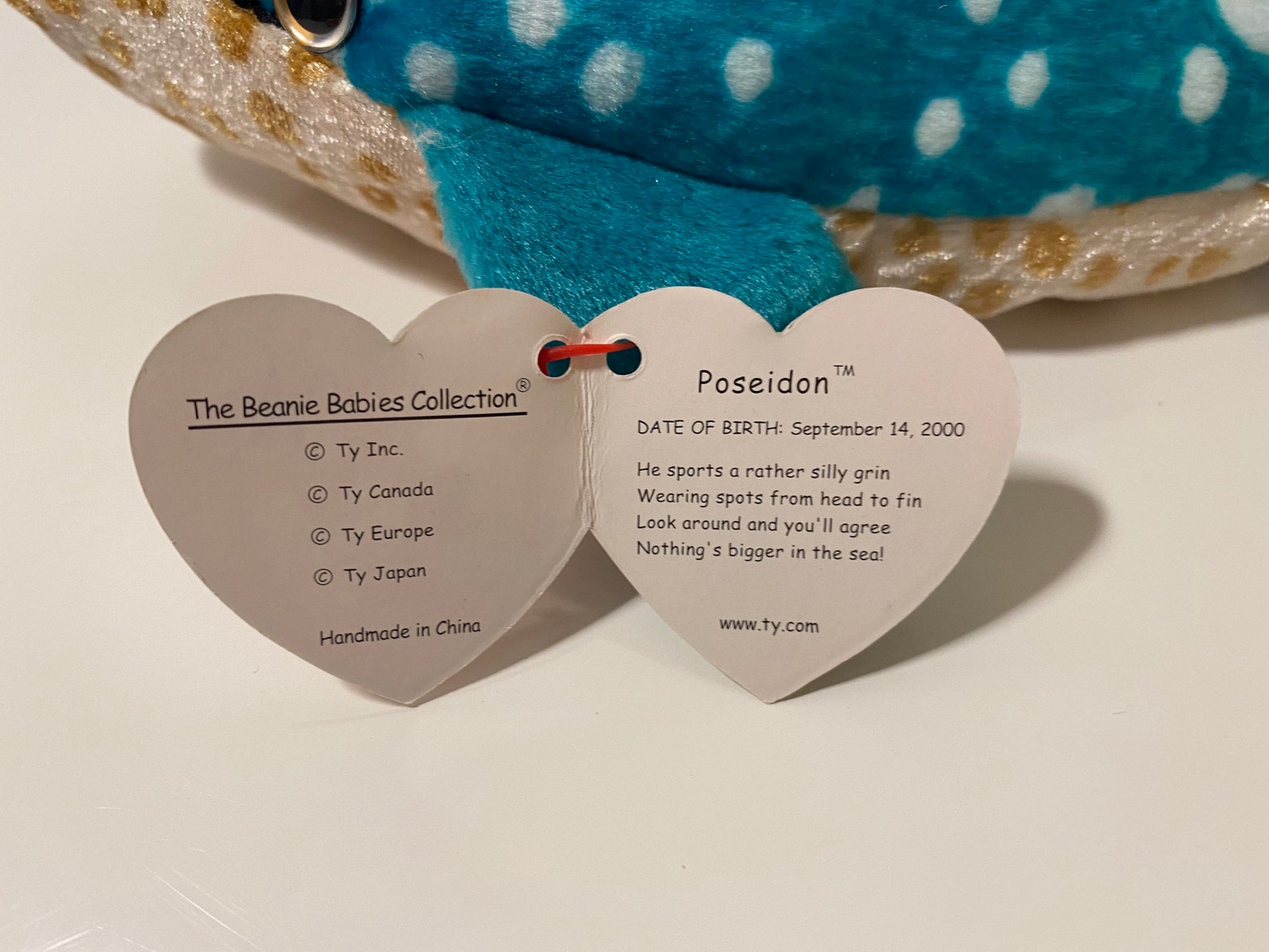 TY Beanie Baby poseidon the Whale Shark 7 Inch - Etsy