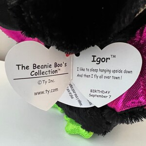 TY Beanie Boo “igor” the Bat With Green Sparkly Eyes (6 Inch) - Etsy