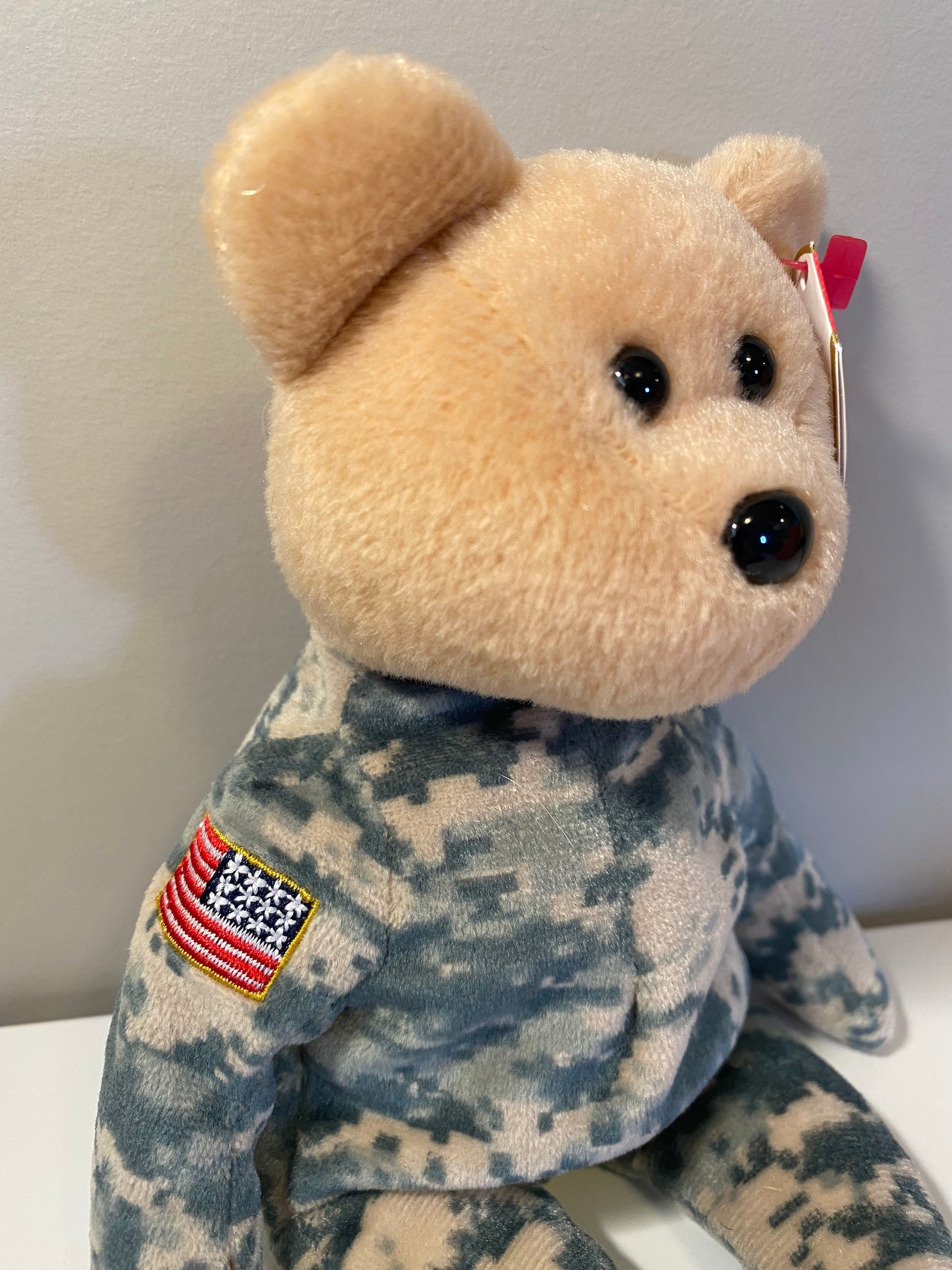 TY Beanie Baby salute the Army Bear flag on Arm Version | Etsy