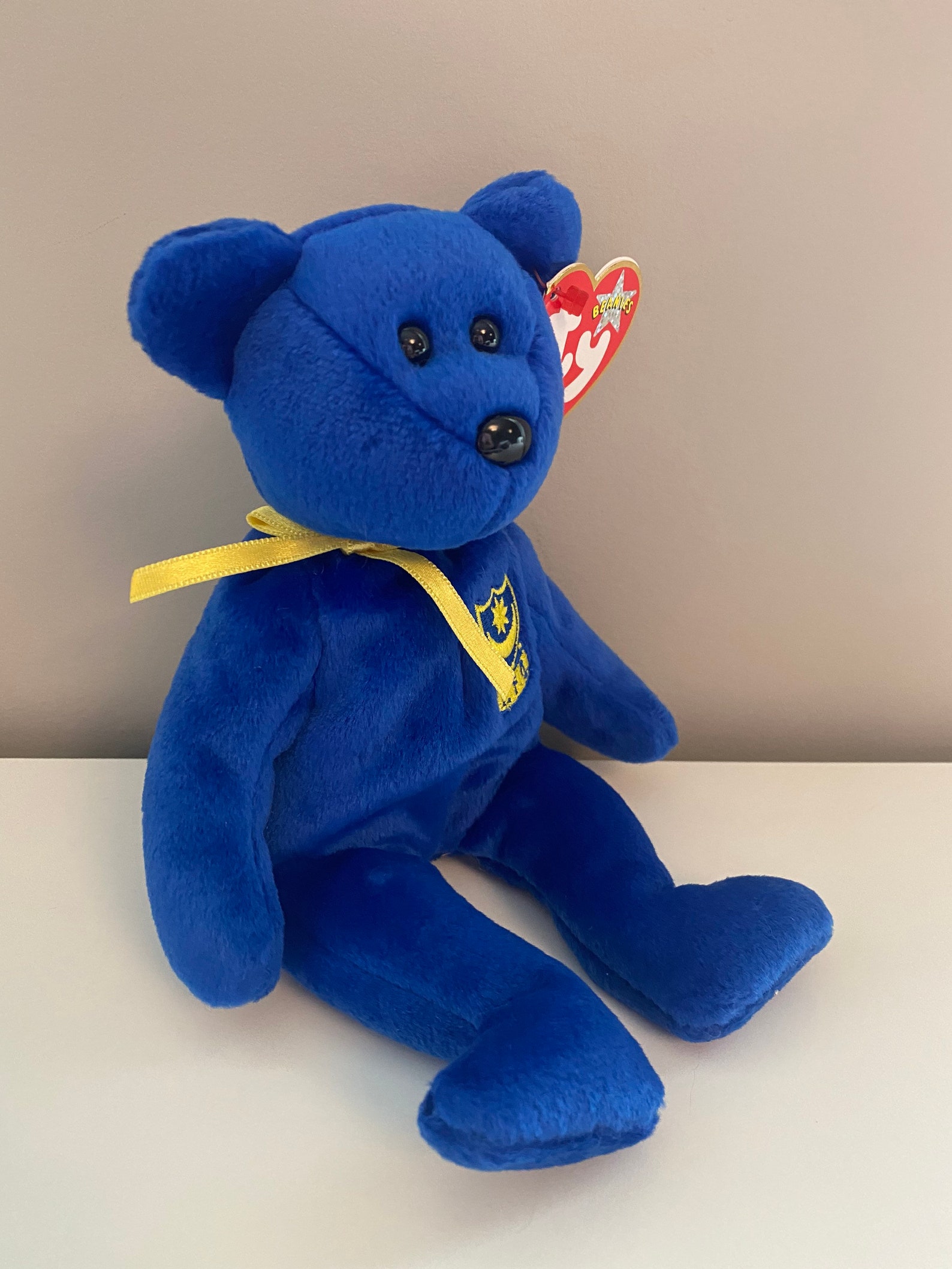 TY Beanie Baby pompey the Royal Blue Bear UK Portsmouth - Etsy