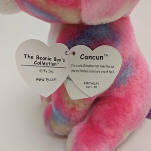 Ty Beanie Boo “cancun” the Chihuahua Dog With Purple Tag (larger 9 Inch ...