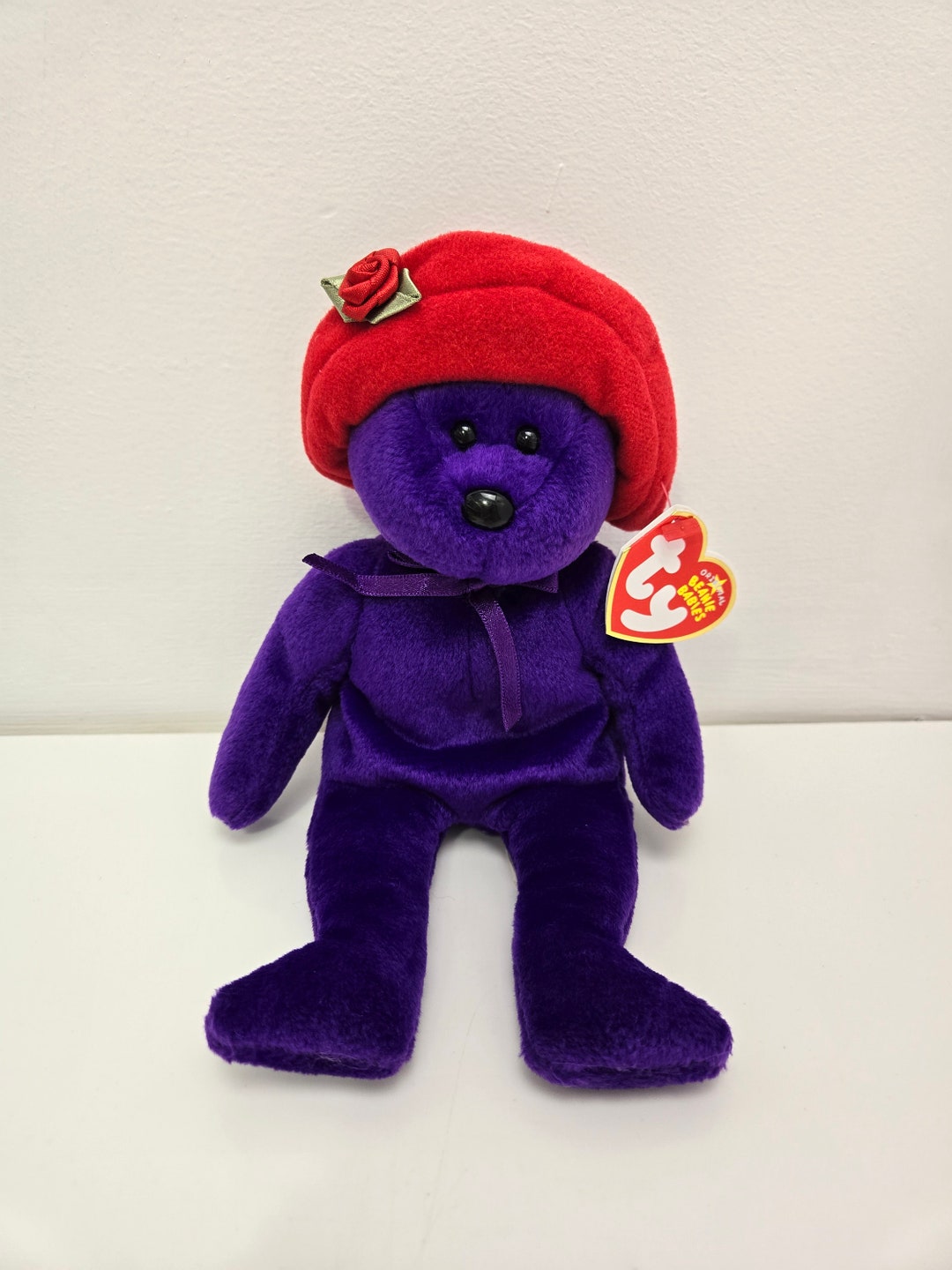 Ty Beanie Baby “ruby” the Purple Bear With Red Hat! (8.5 Inch) - Etsy