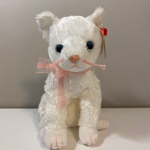 Ty Beanie Baby fancy the White Cat With Pink Bow 6 Inch - Etsy