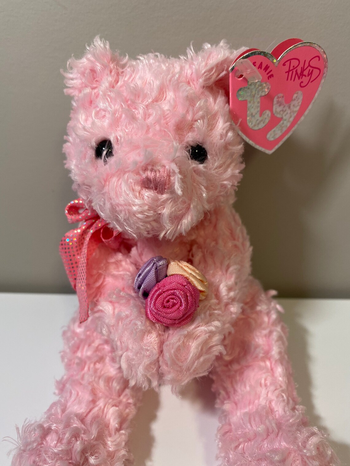 TY Beanie Baby radiance the Pink Bear Holding Flowers 7 - Etsy