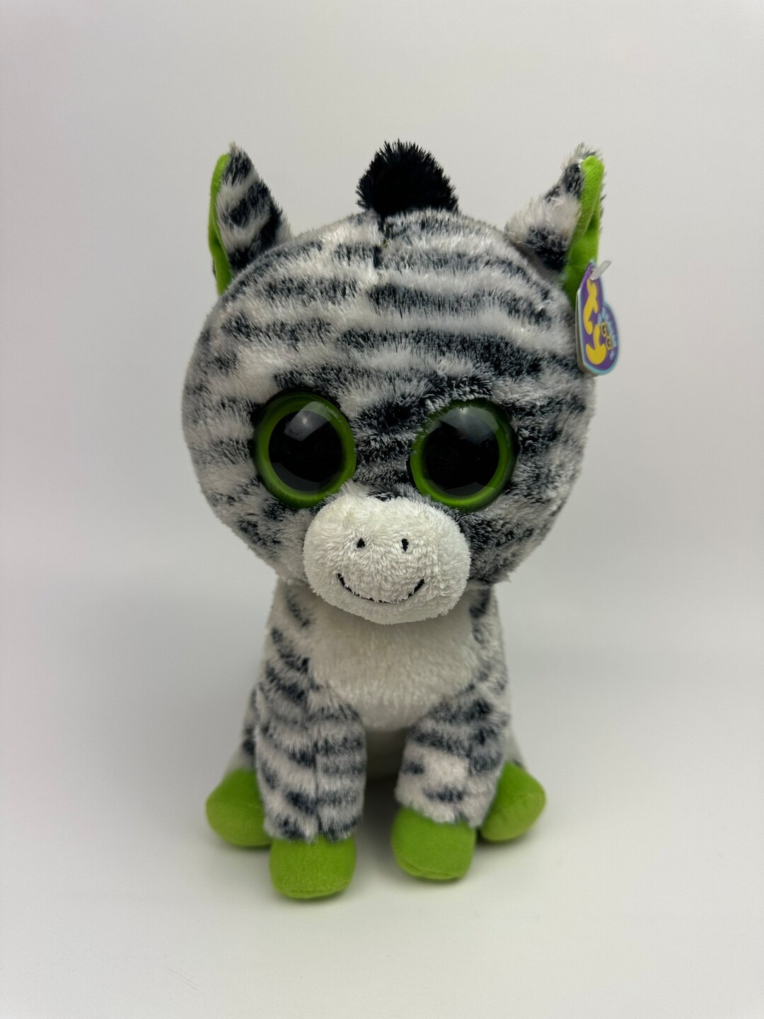 Ty Beanie Boo “zig-zag” the Cute Zebra - Purple Tag - Scuffs on Eyes (9 ...
