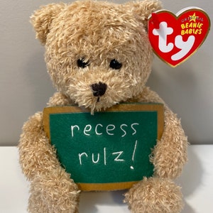 Ty Beanie Baby “school Rocks” the Bear Holding a “recess Rulz” Sign ...