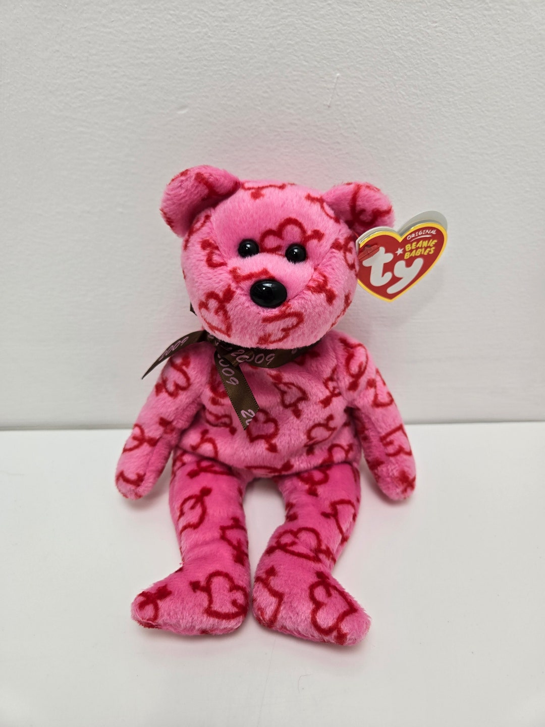 Ty Beanie Baby “heartley” the Love Bear - Pink Bear With Hearts (8.5 ...
