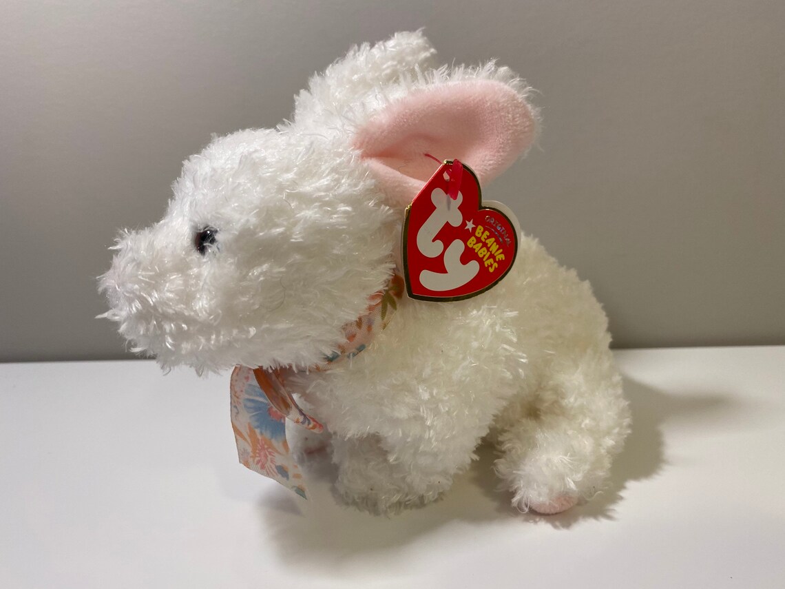 TY Beanie Baby Nibble the Adorable White Bunny Plush 6 | Etsy