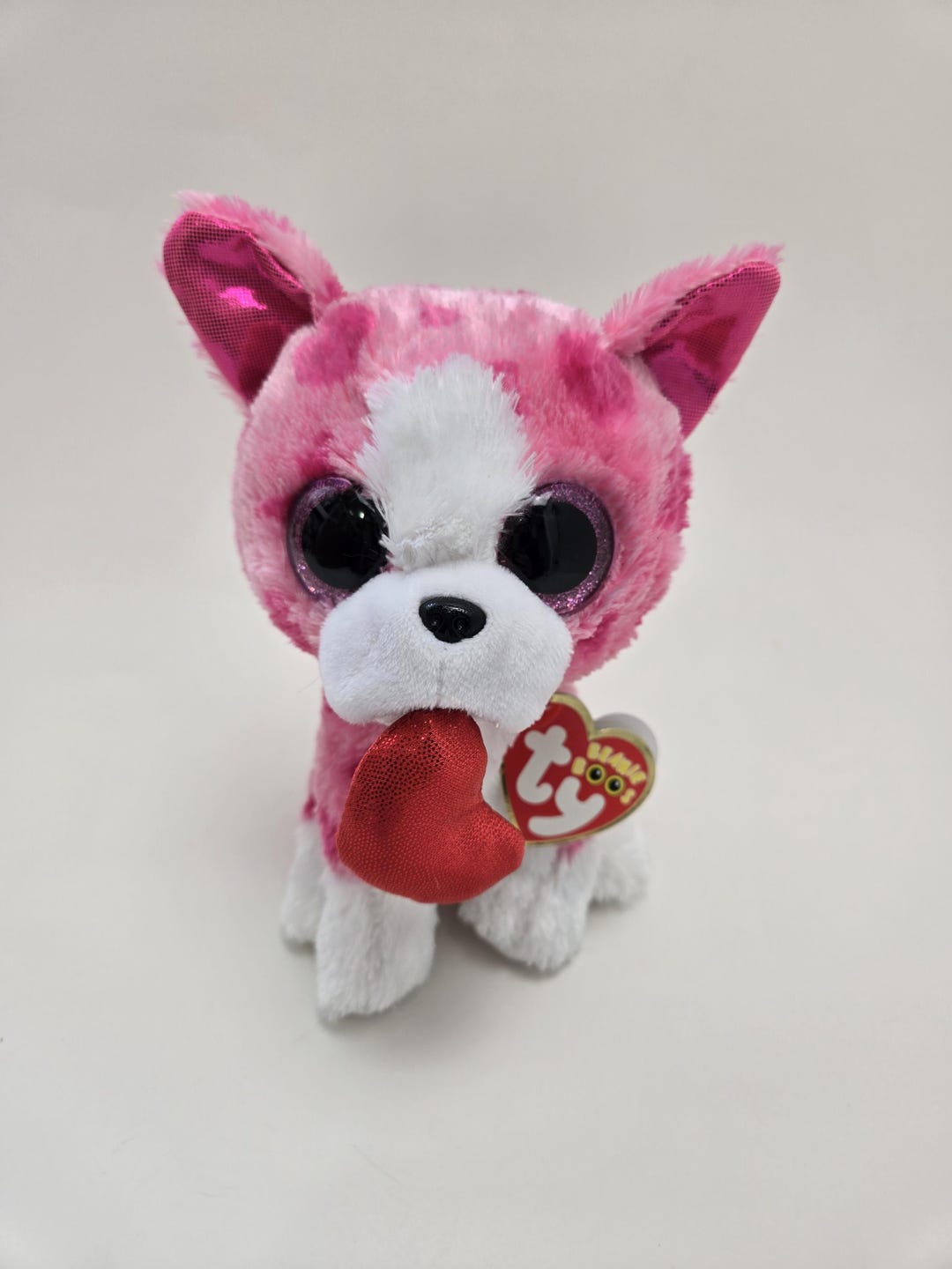 Ty Beanie Boo “romeo” the Pink Dog Holding Heart (6 Inch) Vintage ...