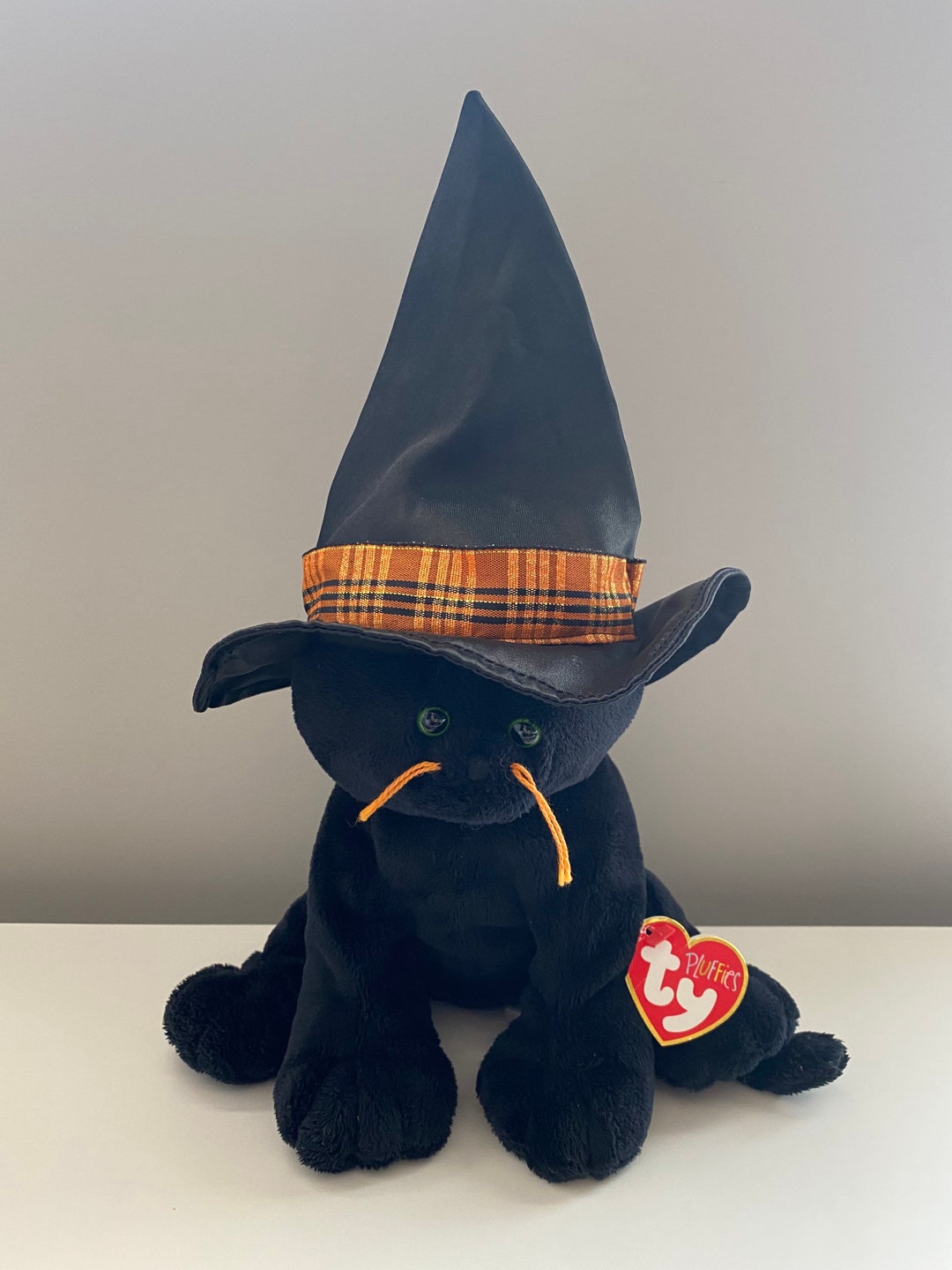 Ty Pluffies Collection “merlin” the Black Halloween Cat With Hat (7 ...