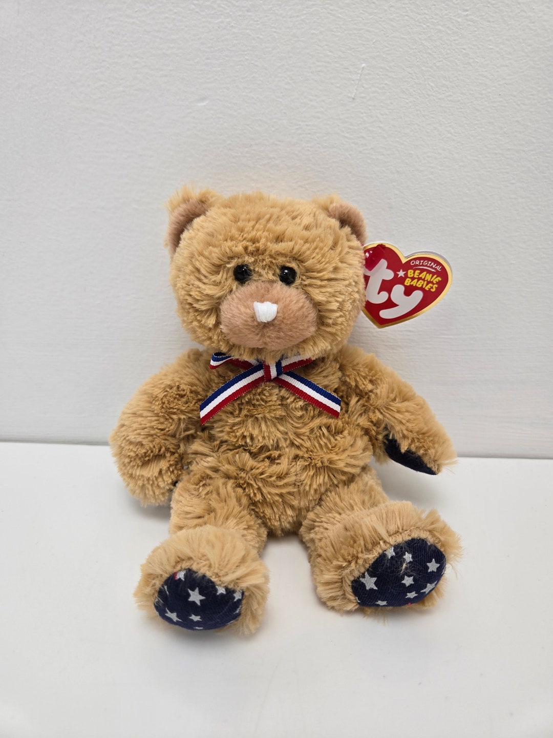 Ty Beanie Baby “uncle Sam” the Tan / Light Brown American USA Bear (5.5 ...