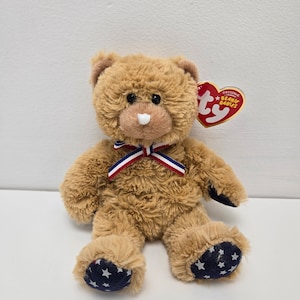Ty Beanie Baby uncle Sam the Tan / Light Brown American USA Bear 5.5 ...