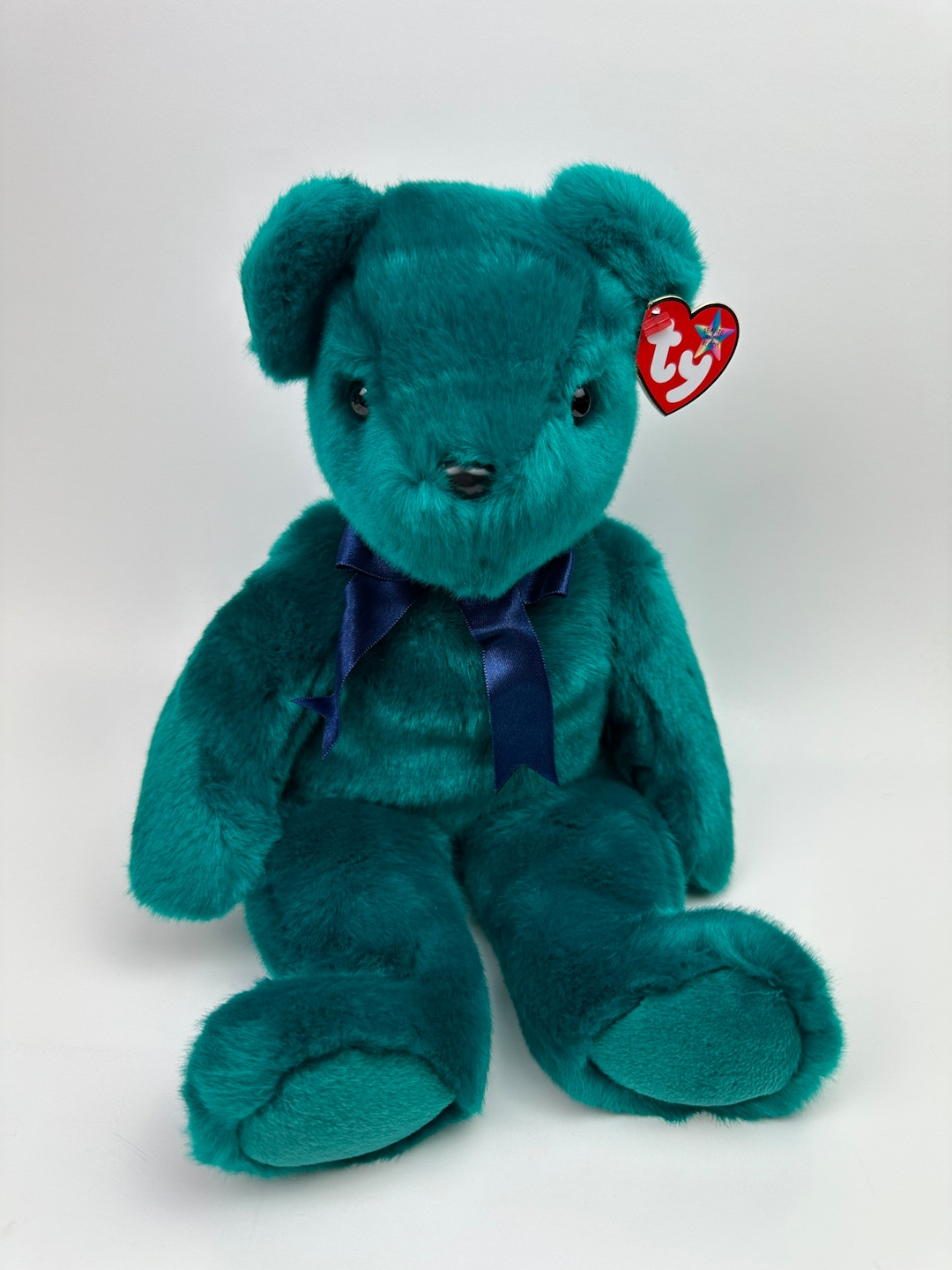 Ty Beanie Buddy “teddy” the Teal Teddy Bear With Old Ty Bear Face! (13 ...
