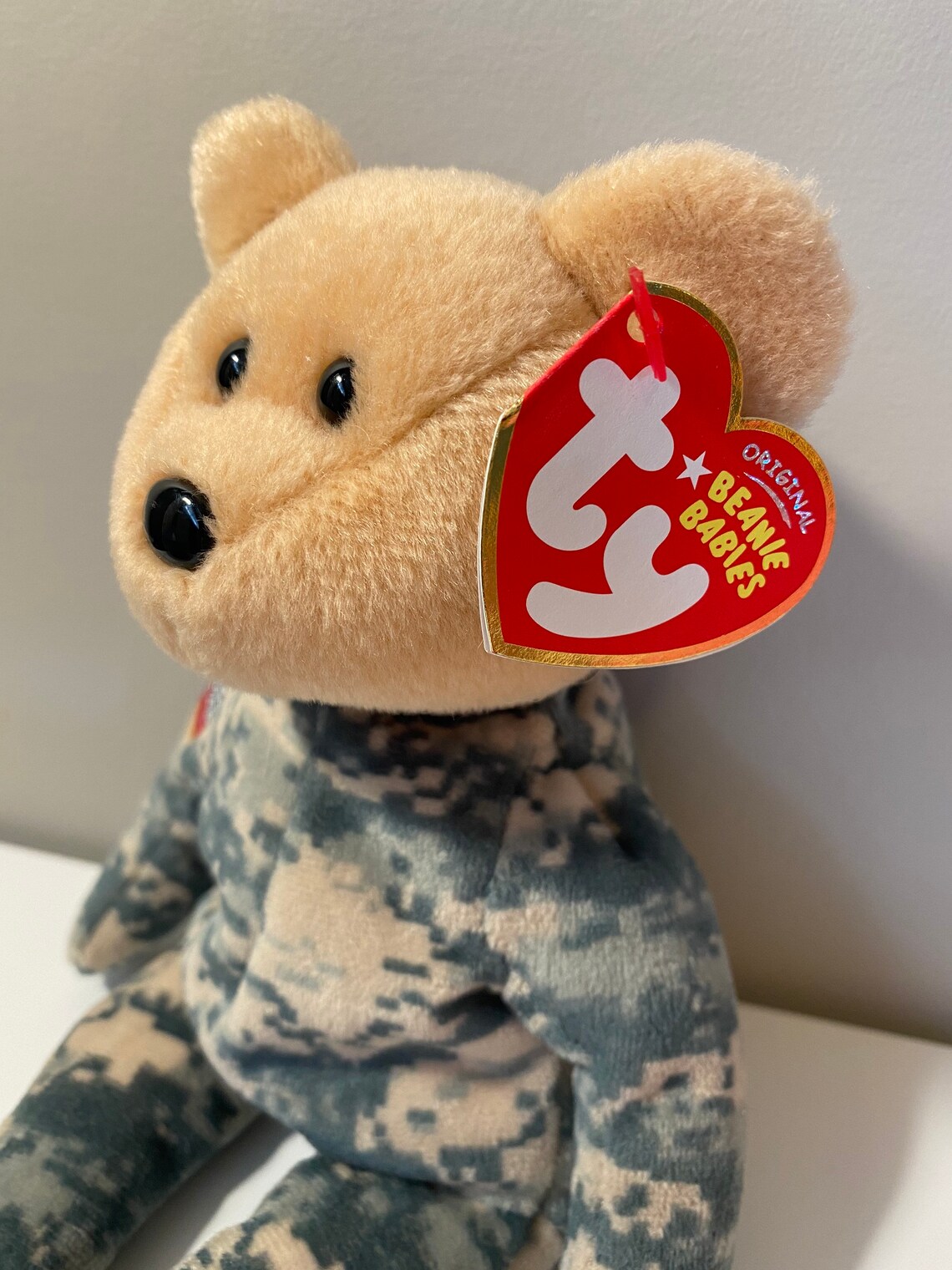 TY Beanie Baby salute the Army Bear flag on Arm Version | Etsy