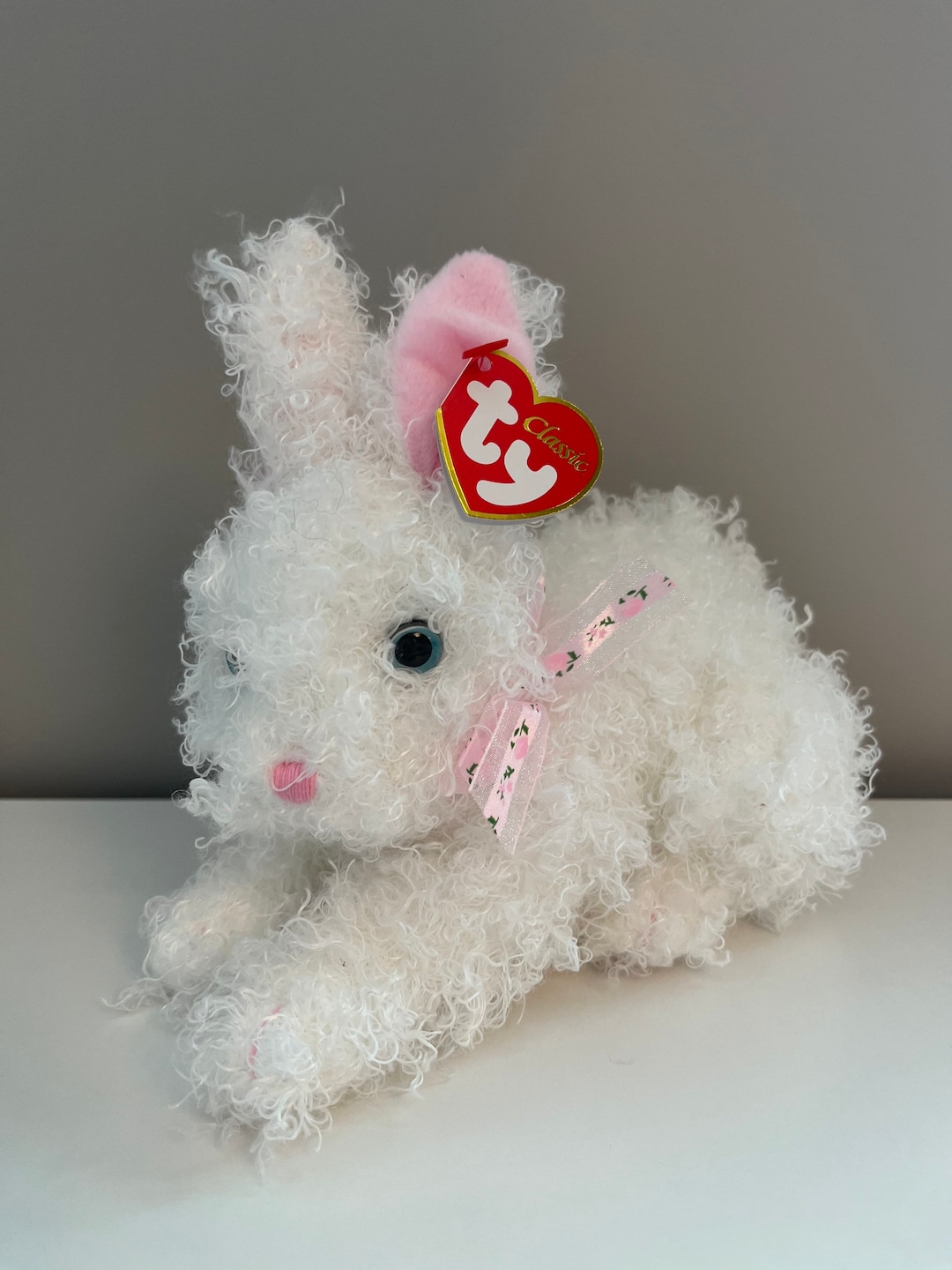 Ty Classics Collection “presto” the White Bunny Rabbit With Pink Bow (8 ...