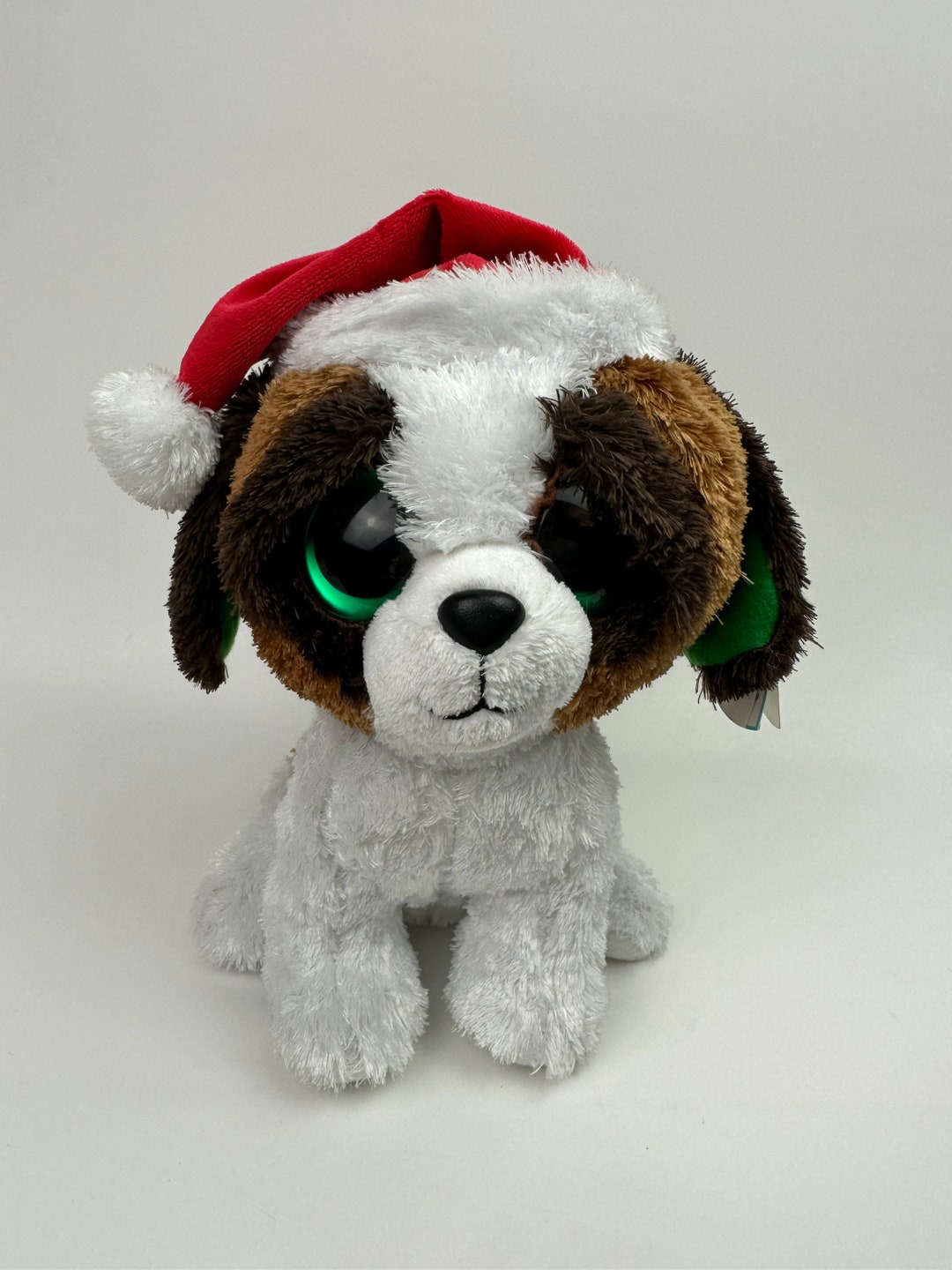 TY Beanie Boo “presents” the Dog Plush With Santa Hat, Purple Tag RARE ...