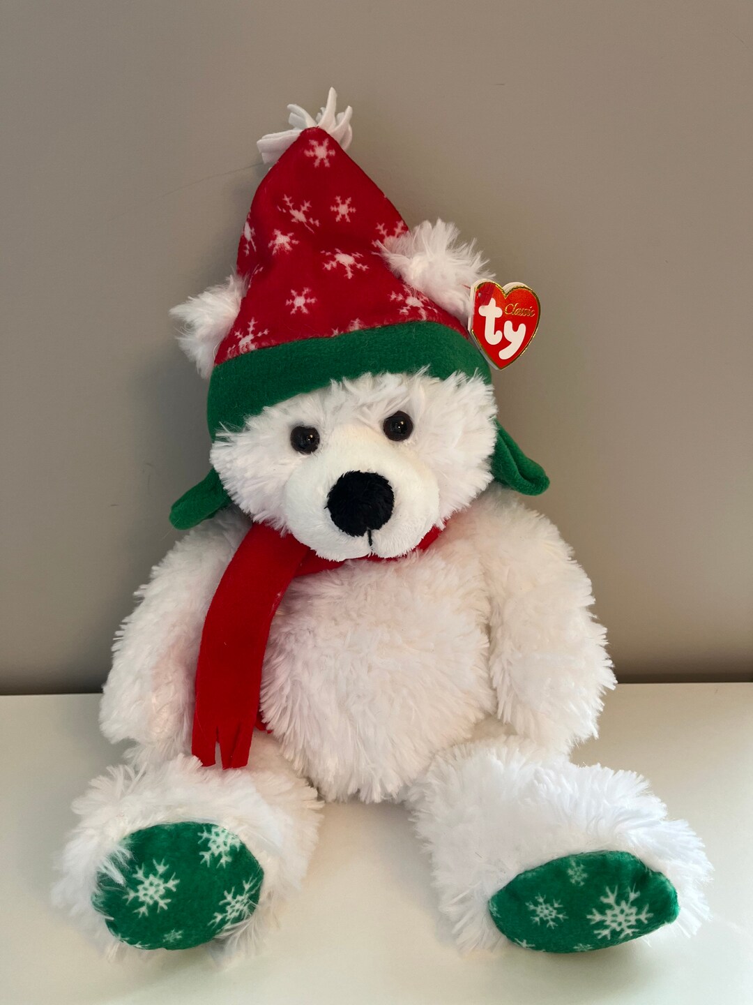 Ty Classics Collection “fargo” White Bear With Holiday Hat and Scarf ...