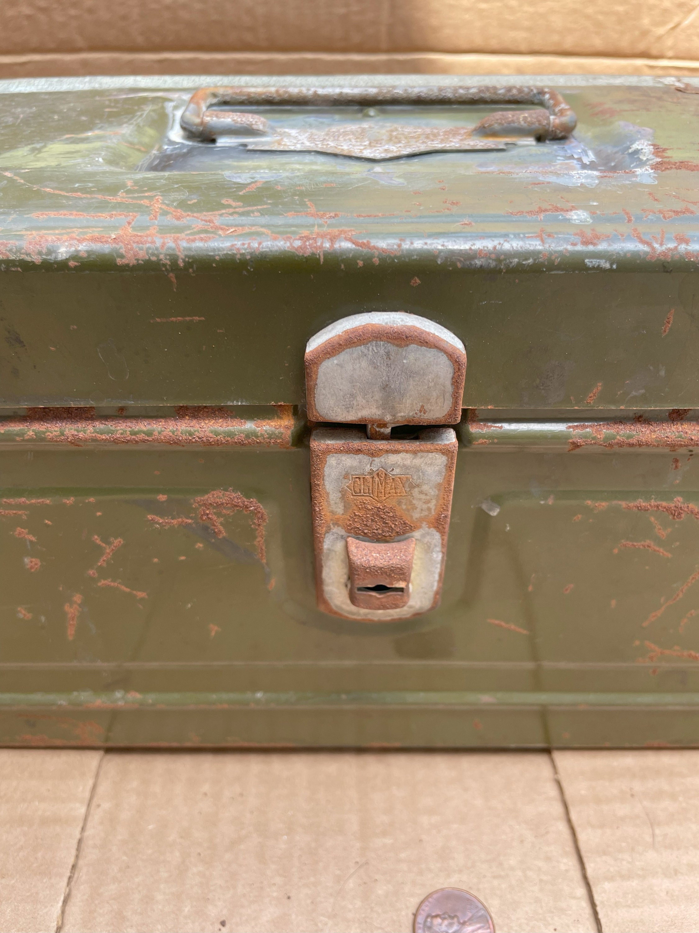 Military Green "climax" Tackle / Tool Box - "hamilton Metal Products Co ...