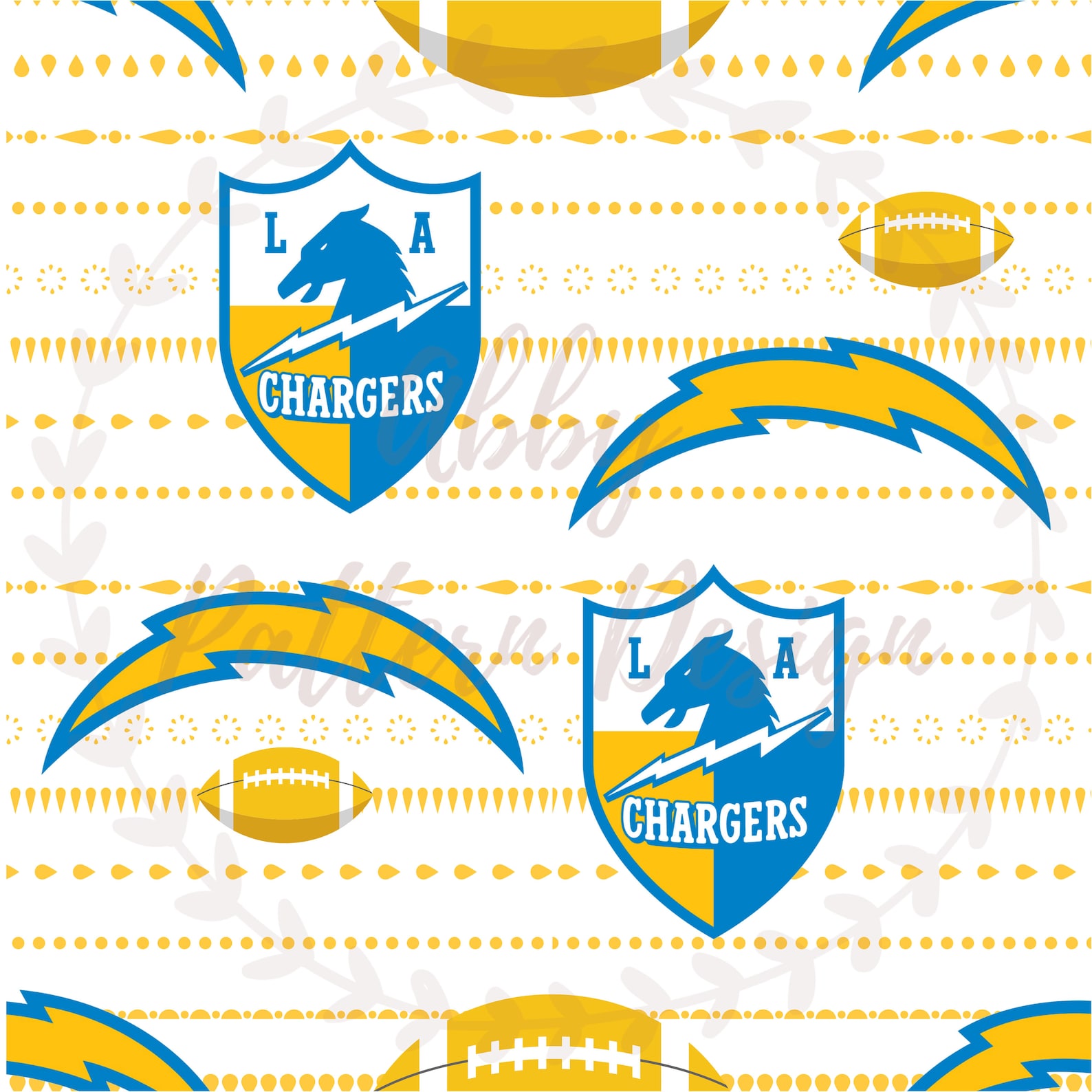 LA Chargers Seamless Pattern File - Etsy
