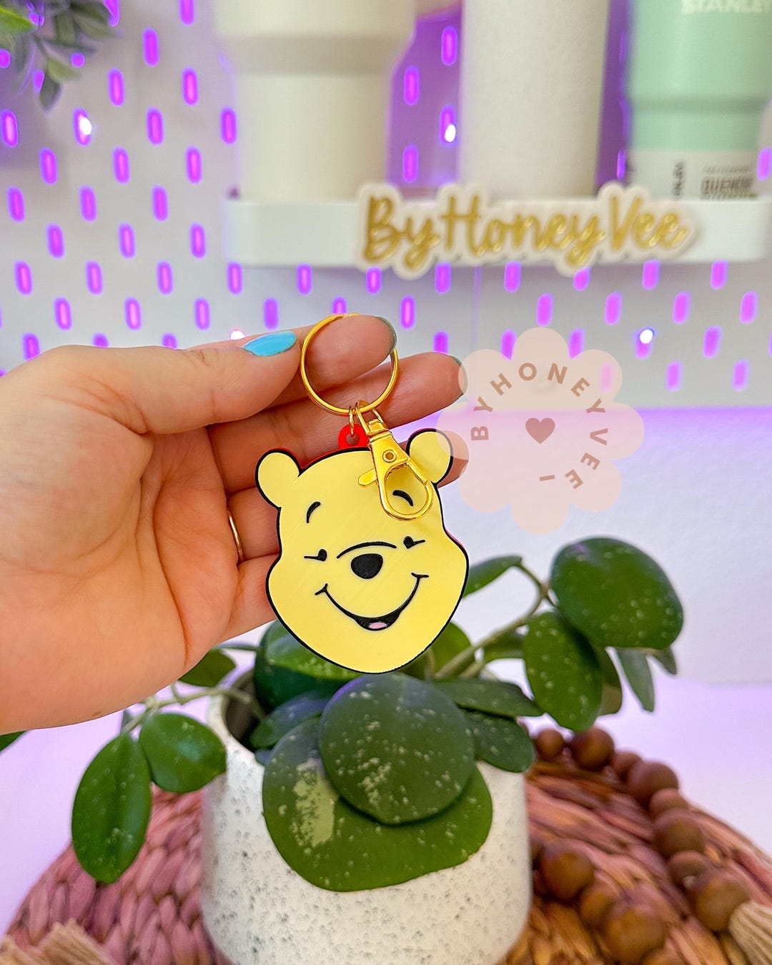 Pooh Keychain | 3D Printed Keychain | Winnie the Pooh Key Charm | Bag ...