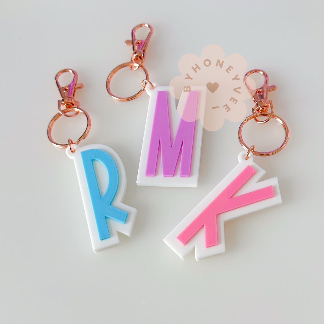 Initial Keychain | 3D Printed Letter Keychain | Cute Key Charm | Bag ...