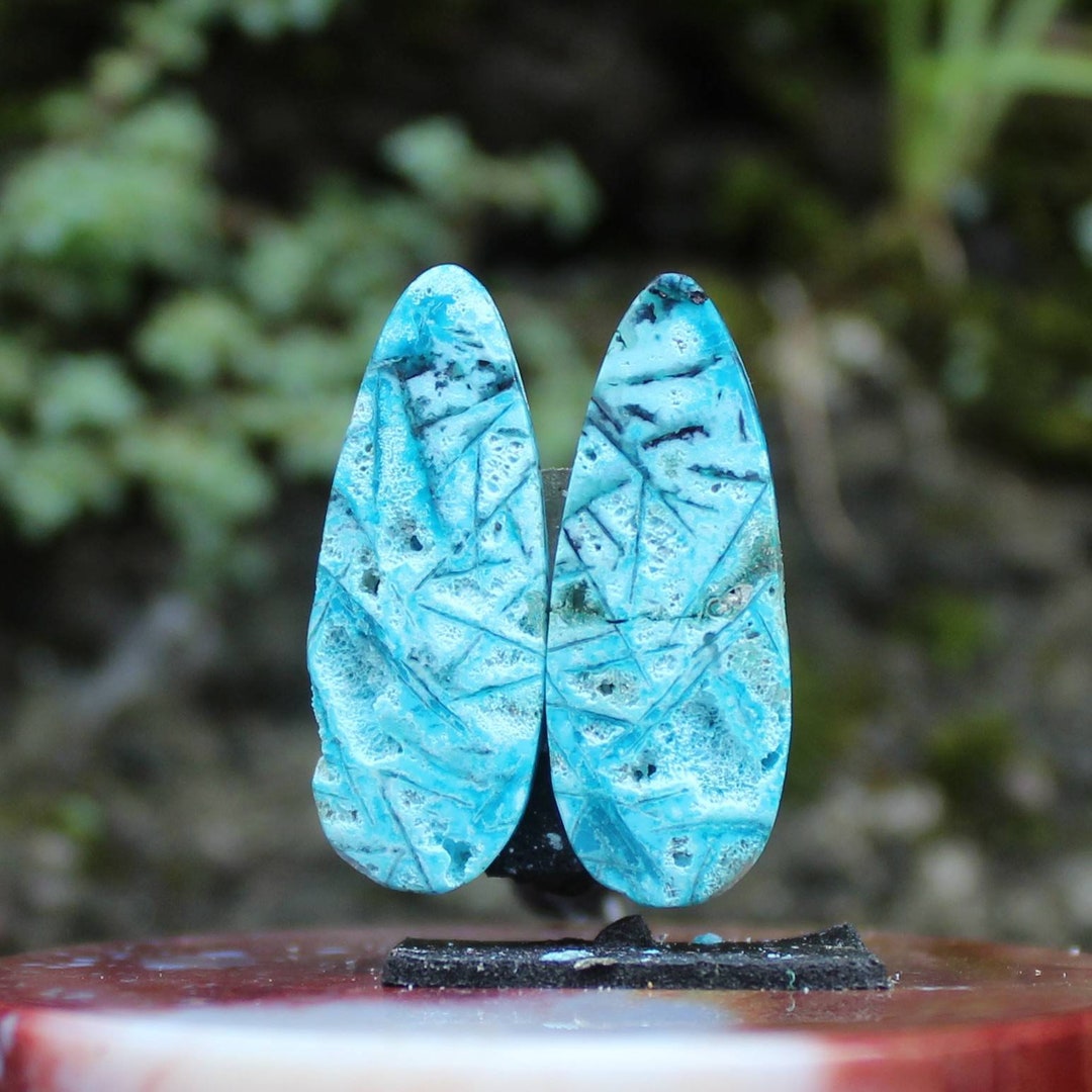 Blue Opalized Wood Copper Pair Rare - Etsy