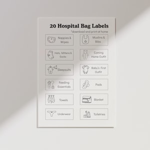 Baby Hospital Bag Labels | Maternity Printable Organiser Stickers ...