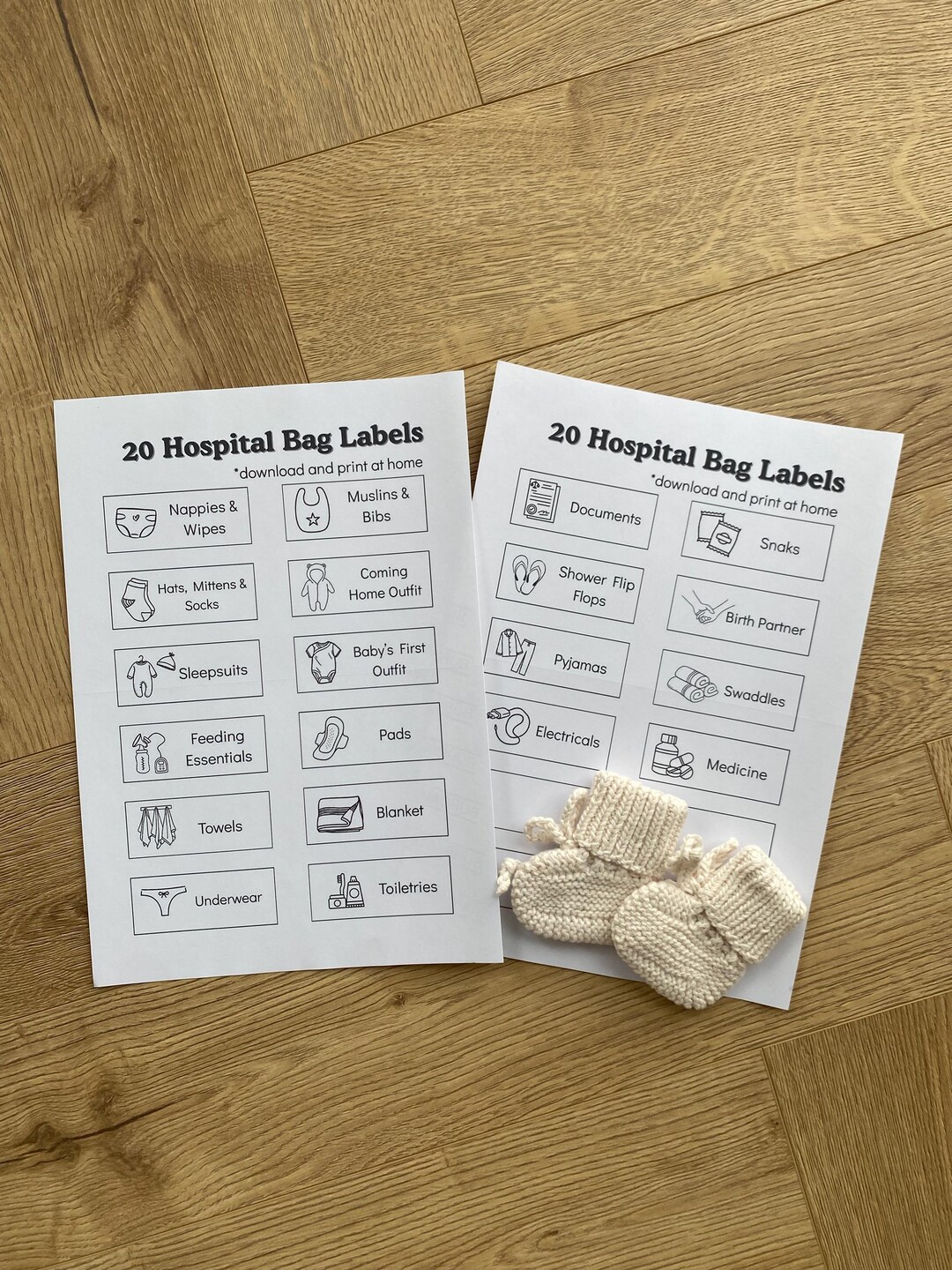 Baby Hospital Bag Labels | Maternity Printable Organiser Stickers ...