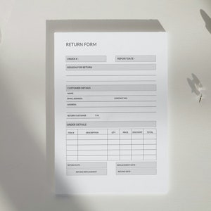 Return Form,easy Template,return Doc,simple and Legal,refund Request ...