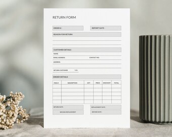 Editable Return Form Template, Printable Canva Template (digital ...