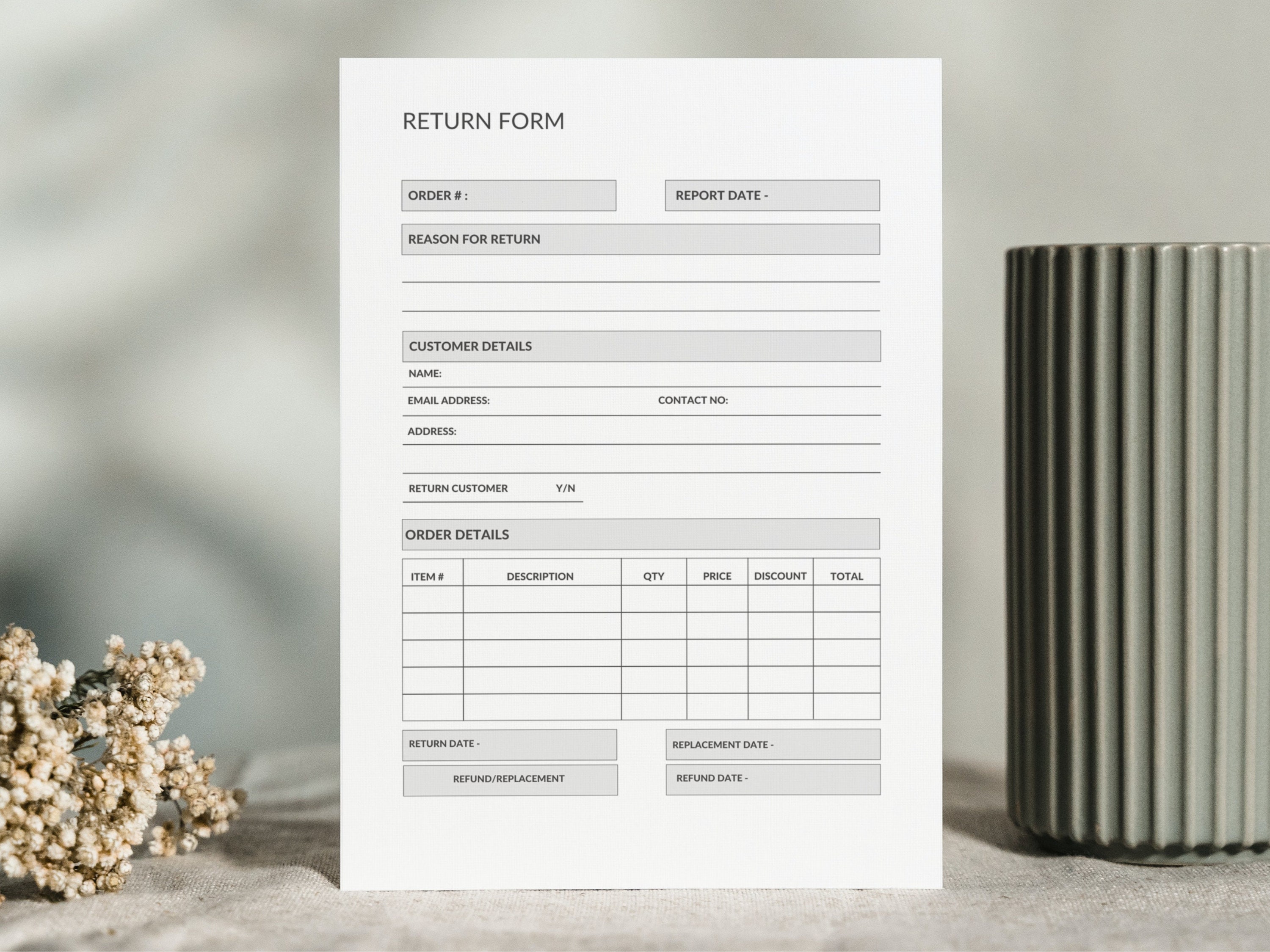 Return Form,easy Template,return Doc,simple and Legal,refund Request Form,exchange Form,quick ...