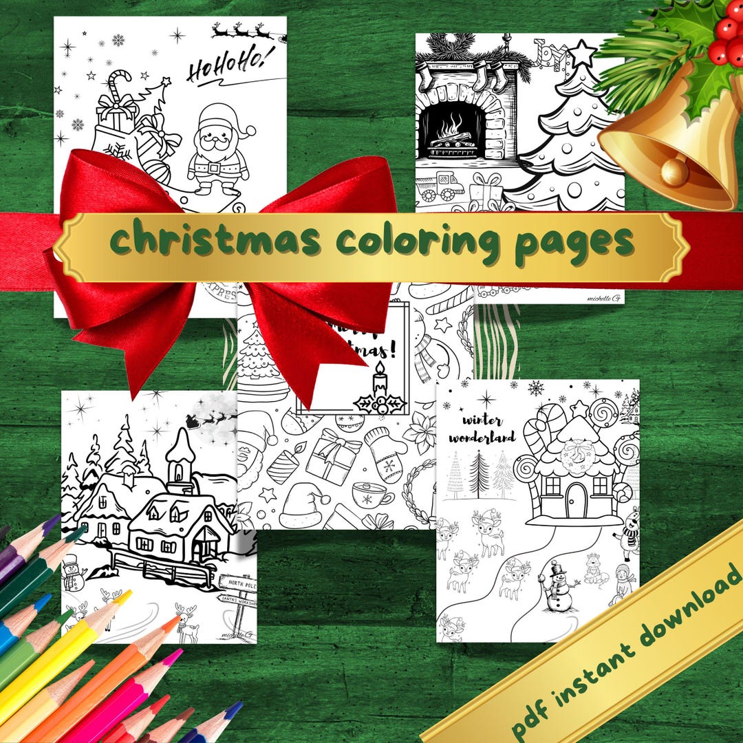 Classic Christmas Coloring Page Bundle - Etsy Canada