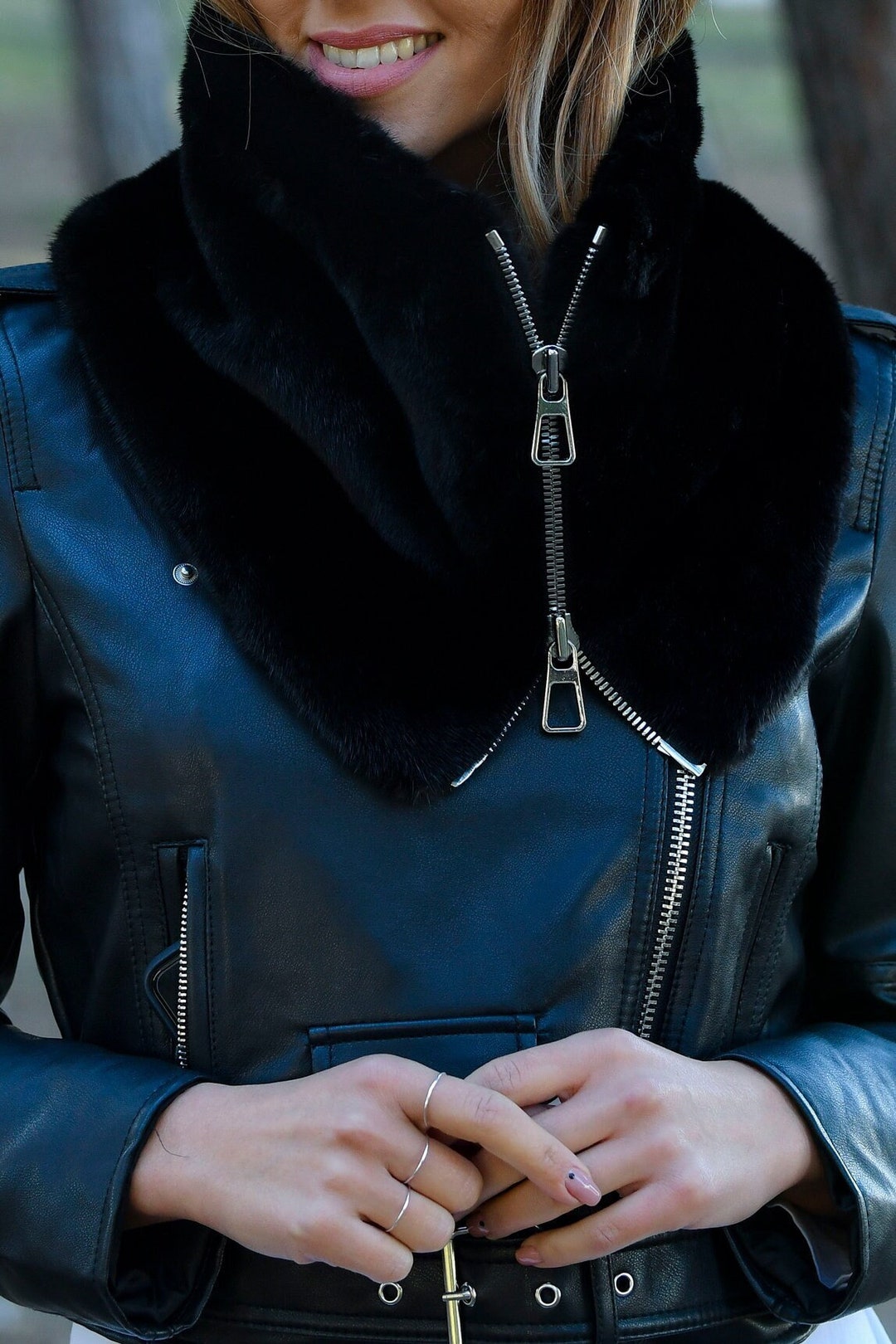 Sheared Fur Mink Fur Snood Mink Fur Scarf Mink Fur Stole Black Fur ...