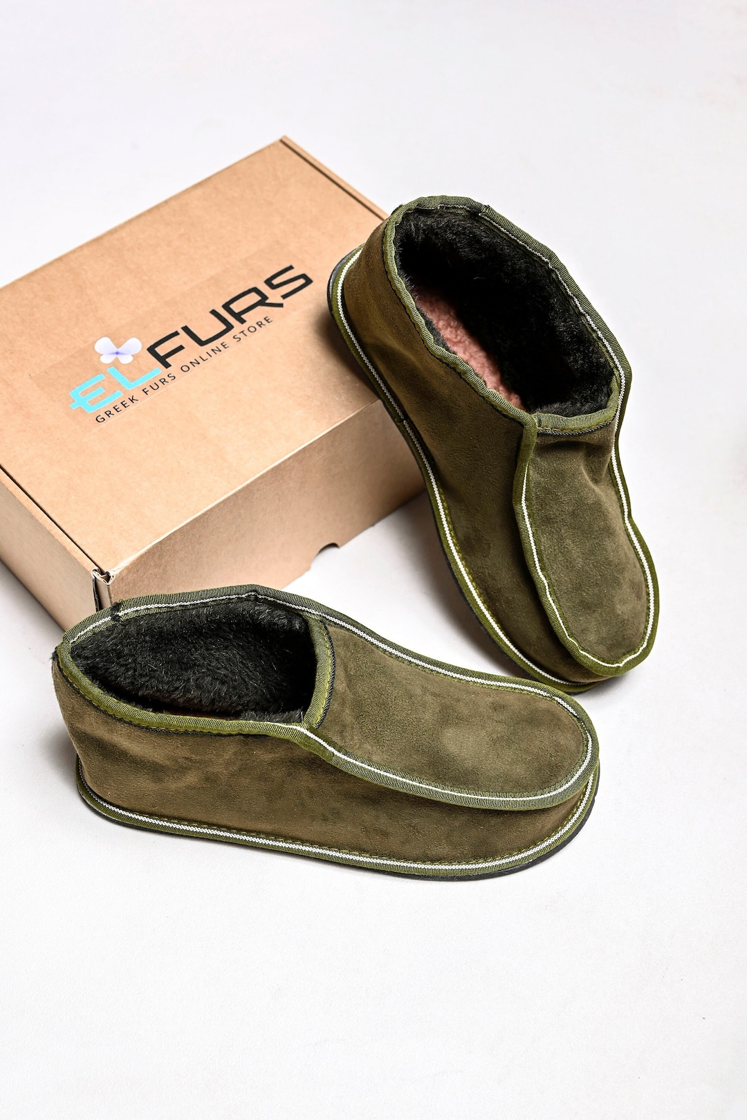 Barefoot Slippers Khaki Slippers Unisex Leather Slippers Indoor Boots ...