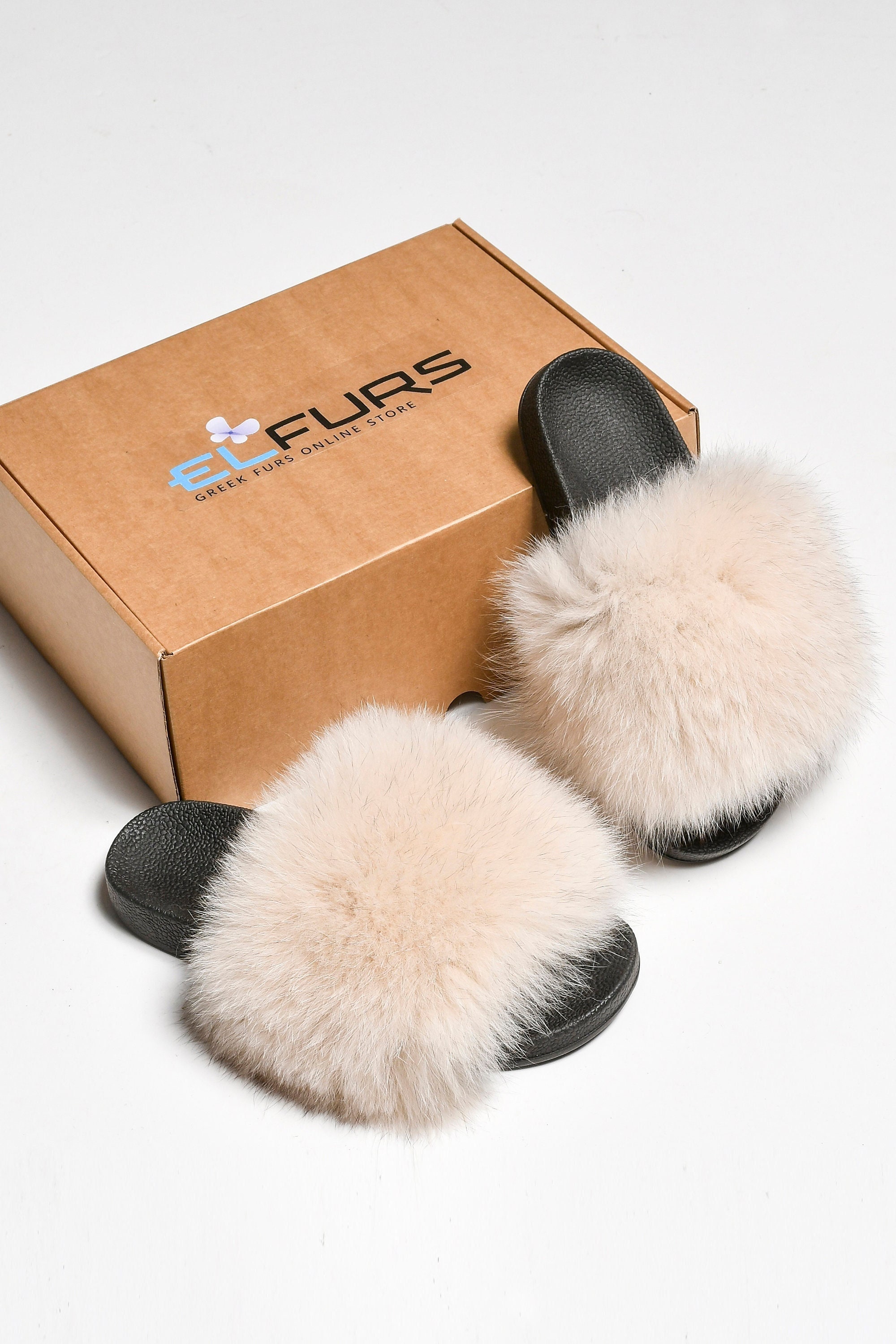 Women's Sliders Low-sole Sliders Pearl Sliders Polar Fox Fur Sliders ...