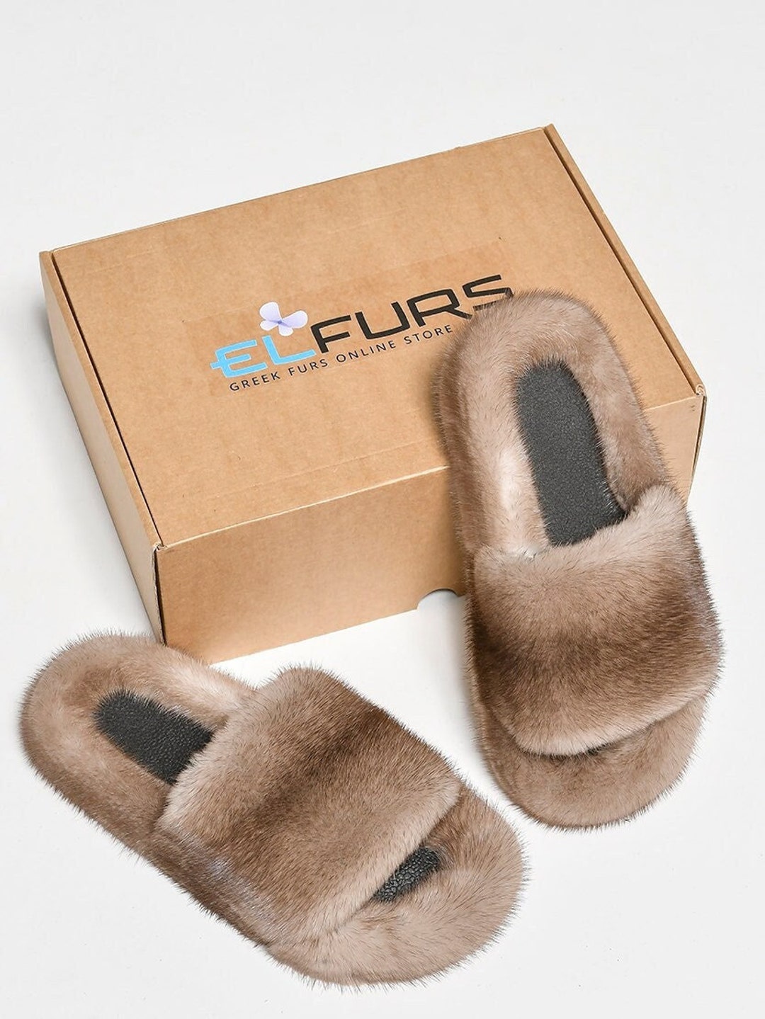 Women's Sliders Mink Fur Slippers Pastel Sliders Luxury Shoes ...