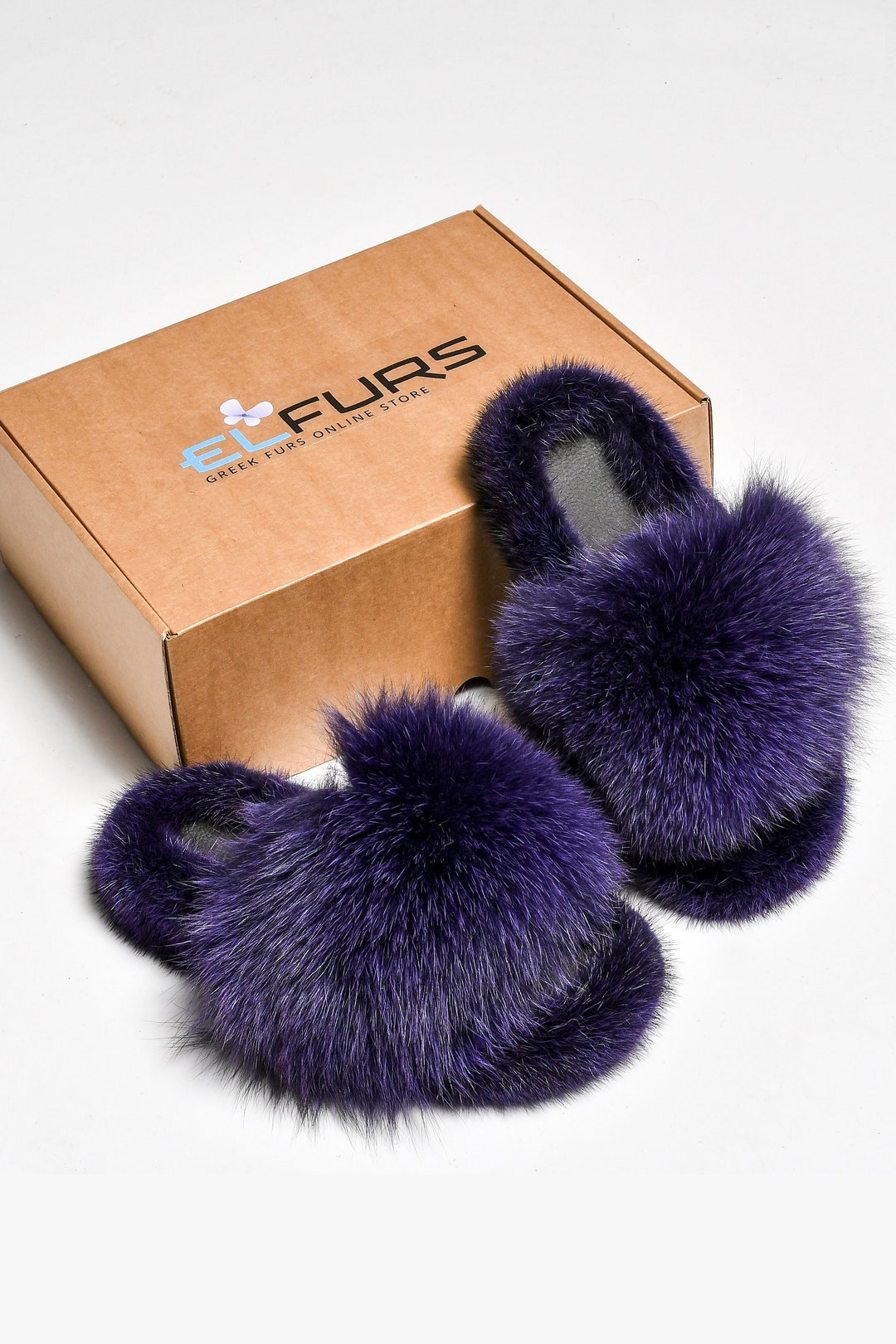 Women's Sliders Low-sole Sliders Polar Fox Fur Sliders Natural Mink Fur ...