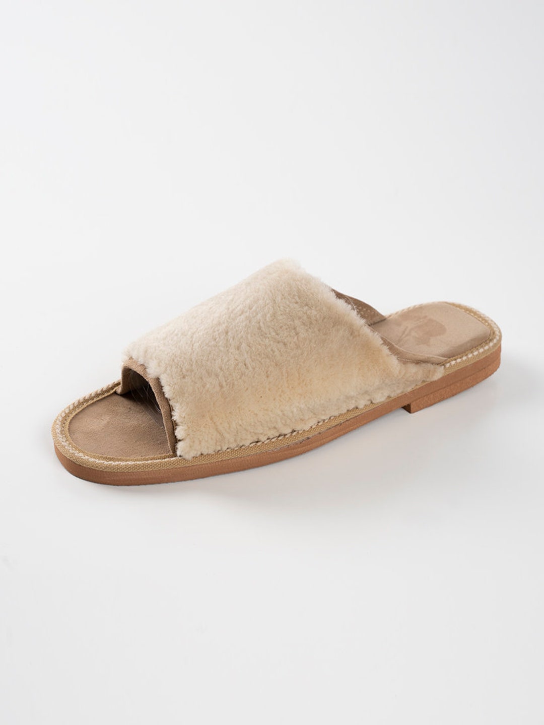 Women's Beaver Fur Beige Slippers Genuine Leather Insole EVA Non Slip ...