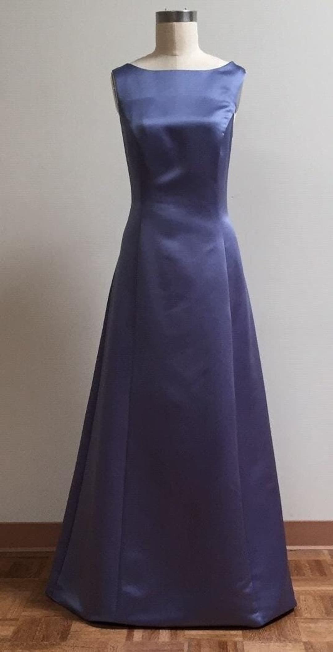 Classic Blue A-line Gown; Blue Satin Gown; Blue Size 16 Gown, Blue High ...