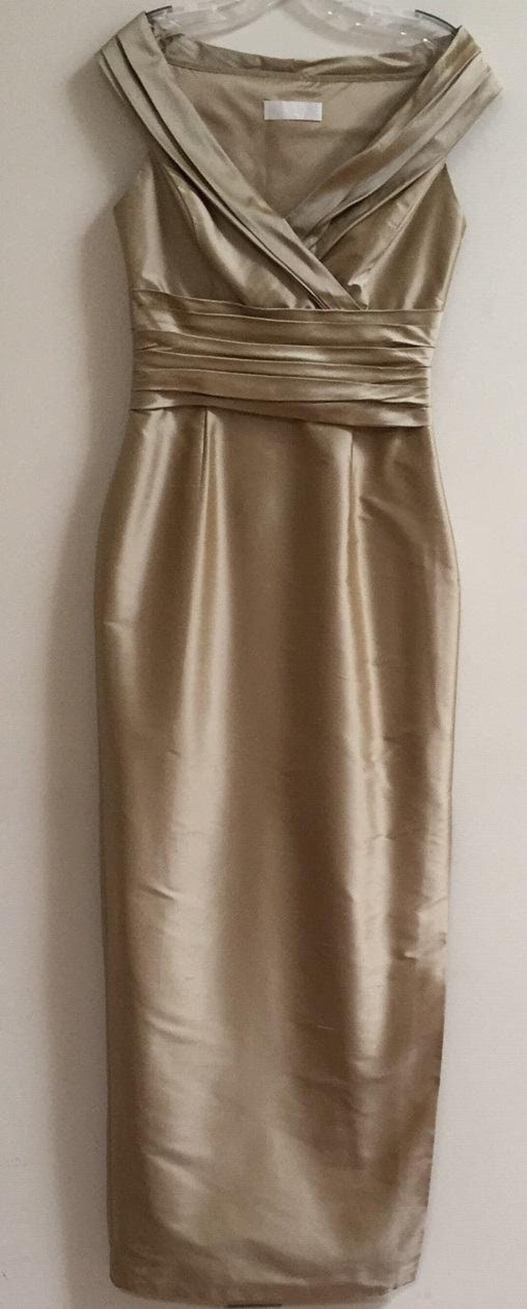 Size 4 Taupe Gown With off the Shoulder Collar, Tan Gown, Beige Gown ...