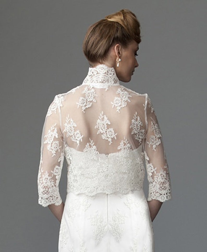 White Lace Jacket With Scalloped Edges, off White, Embroidered Lace ...