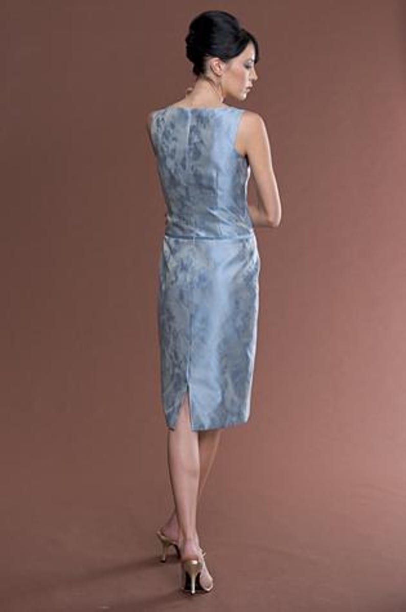 Blue Classic Dress, Wedgewood Blue Dress, High Neck Dress, Mother of ...