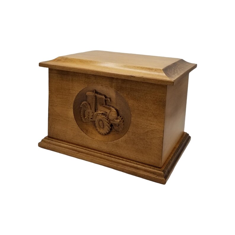 Solid Maple Engraved Tractor Cremation Urn for Ashes With a Satin ...