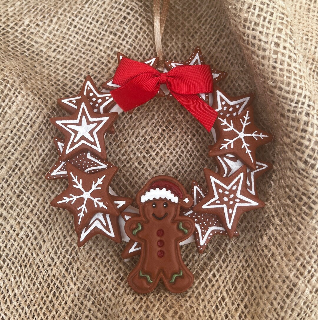 Christmas Wreath Gingerbread Stars and Man made From - Etsy UK