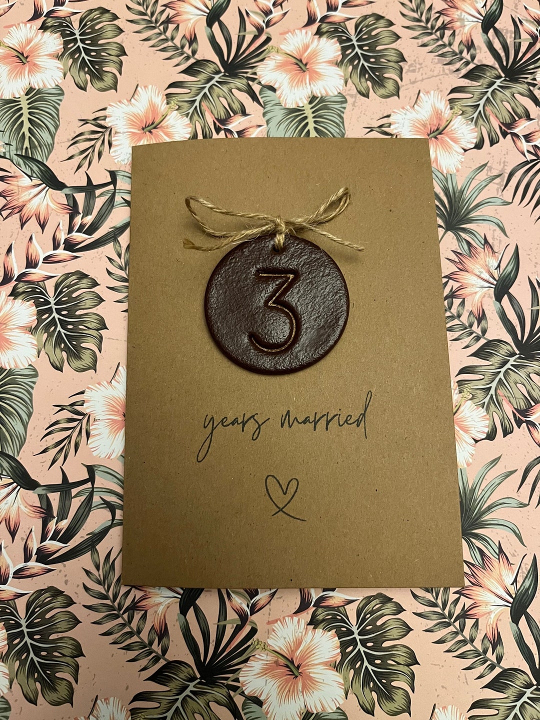 3 -years Together - Leather - Happy Anniversary - A6 Blank Card ...