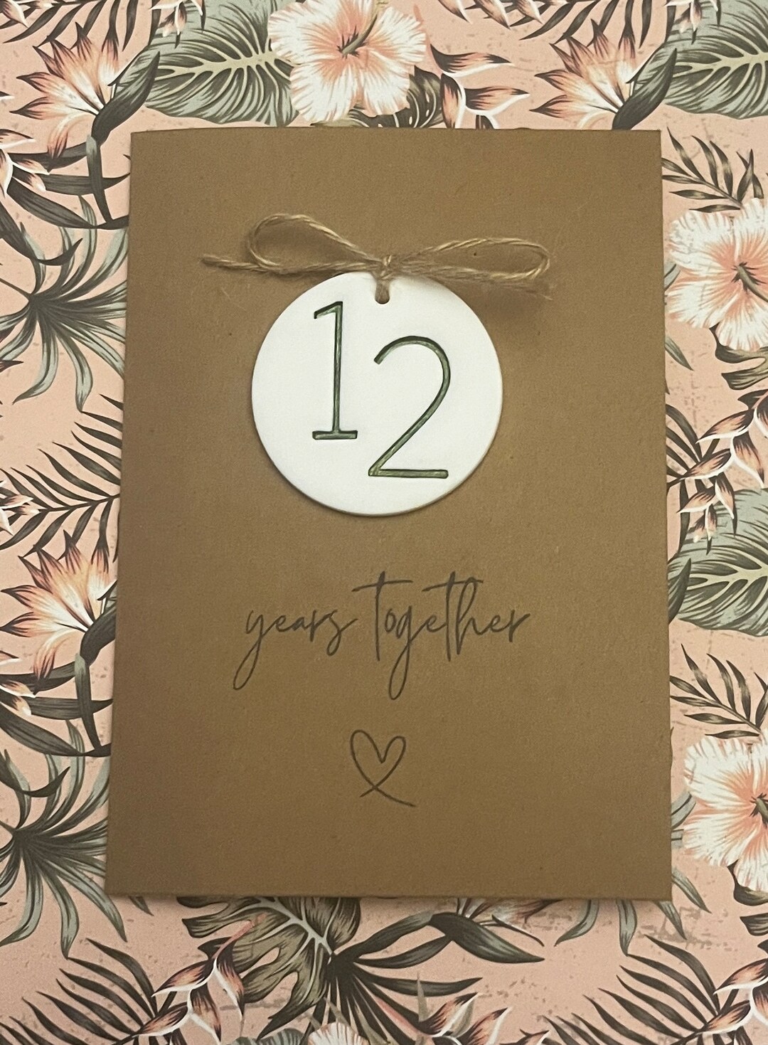 12 Years Together Silk Happy Anniversary A6 Blank Card Handmade Clay ...