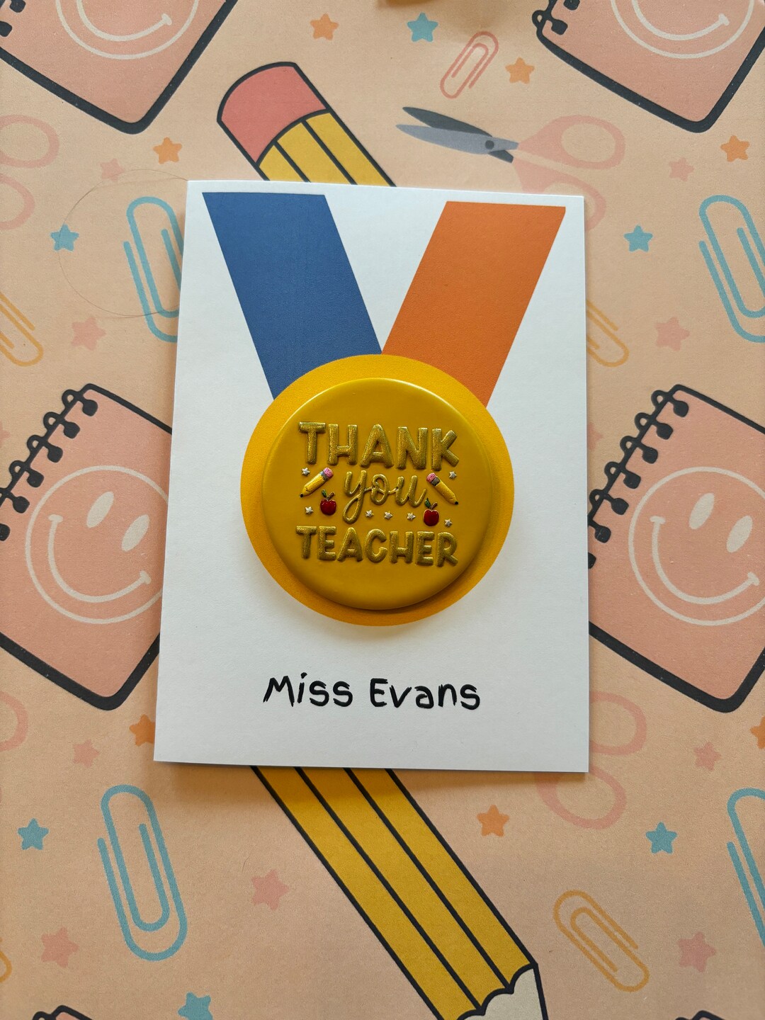 Thank You Teacher A6 Blank Thank You Card polymer Clay handmade ...