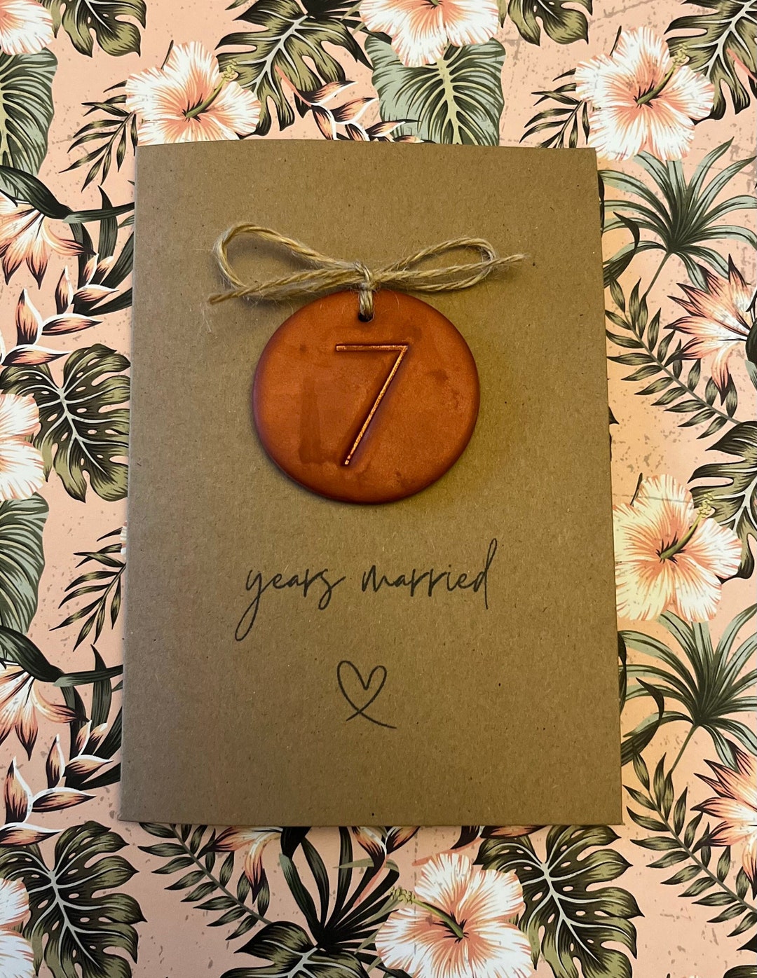 7 - Years Together - Copper - Happy Anniversary - A6 Blank Card ...